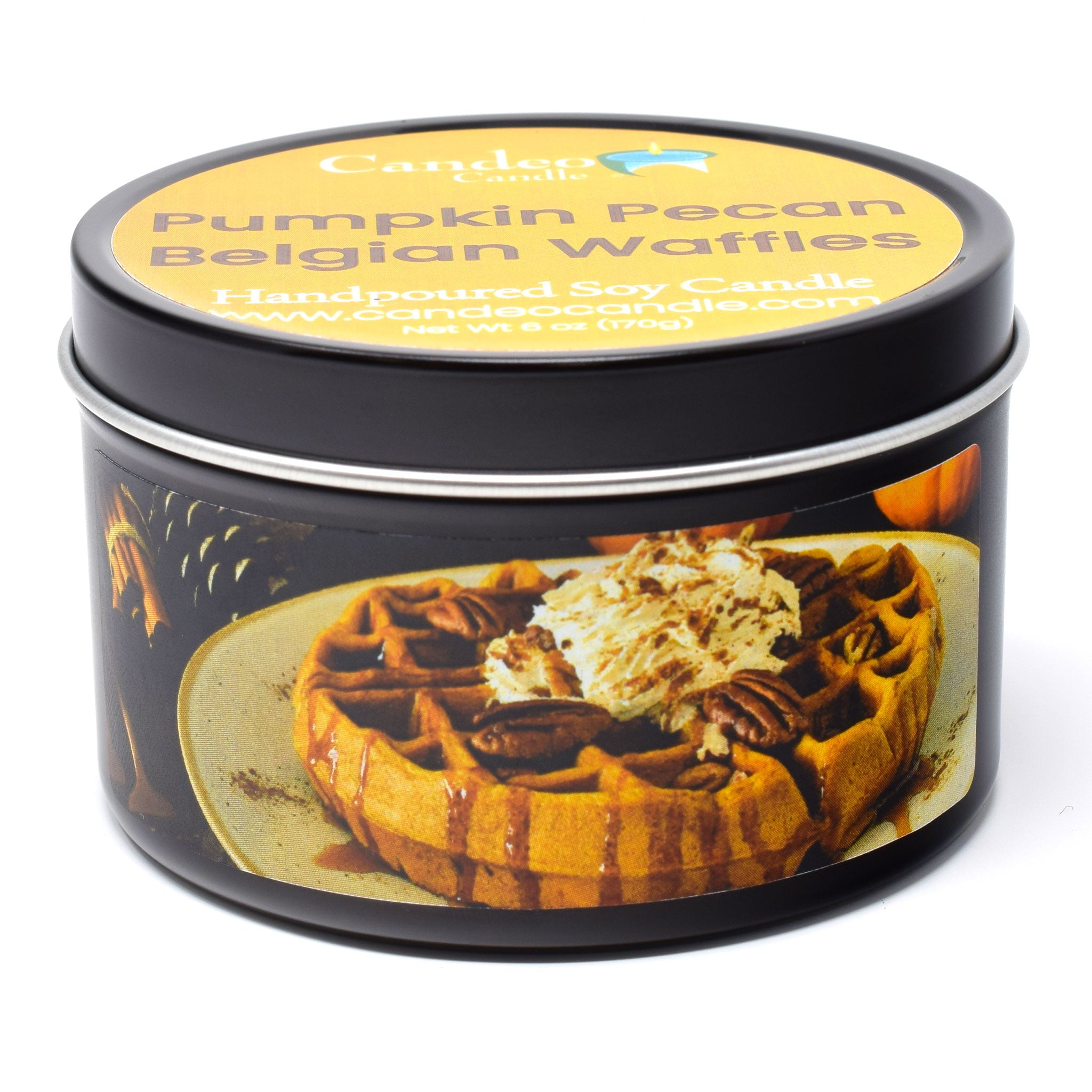 Candeo Candle Pumpkin Pecan Belgian Waffles Soy Candle Tin, 6oz, 35-40 ...