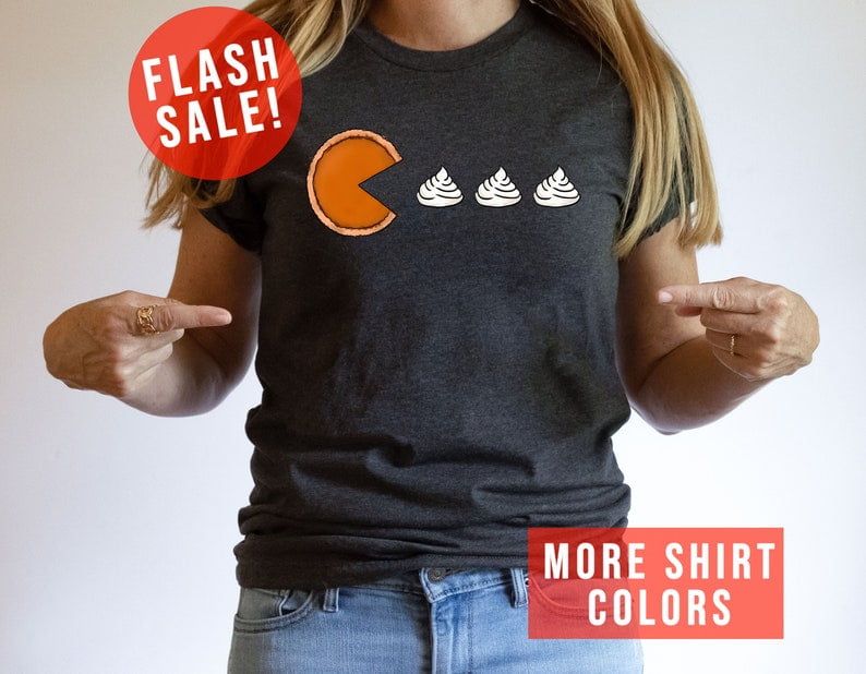 Pumpkin Pie Pac Man Funny Thanksgiving Shirt, Thanksgiving Humor Tee ...