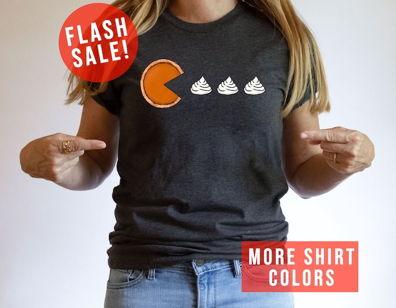 Pumpkin Pie Pac Man Funny Thanksgiving Shirt, Thanksgiving Humor Tee ...