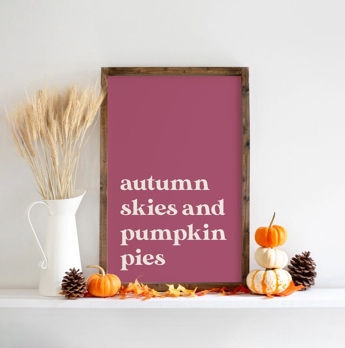 Pumpkin Pies Quote Print, Art, Minimal Burgundy Typography Art, Autumn ...