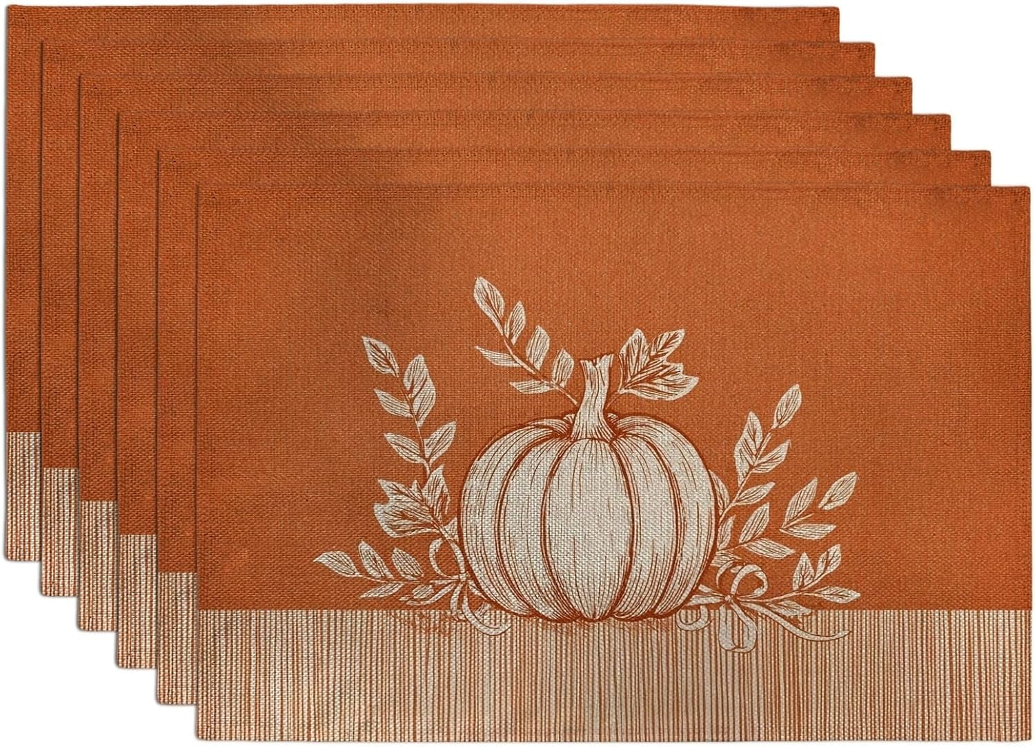 Pumpkin Placemats, Orange Rustic Decorative Place mats for Dining Table ...