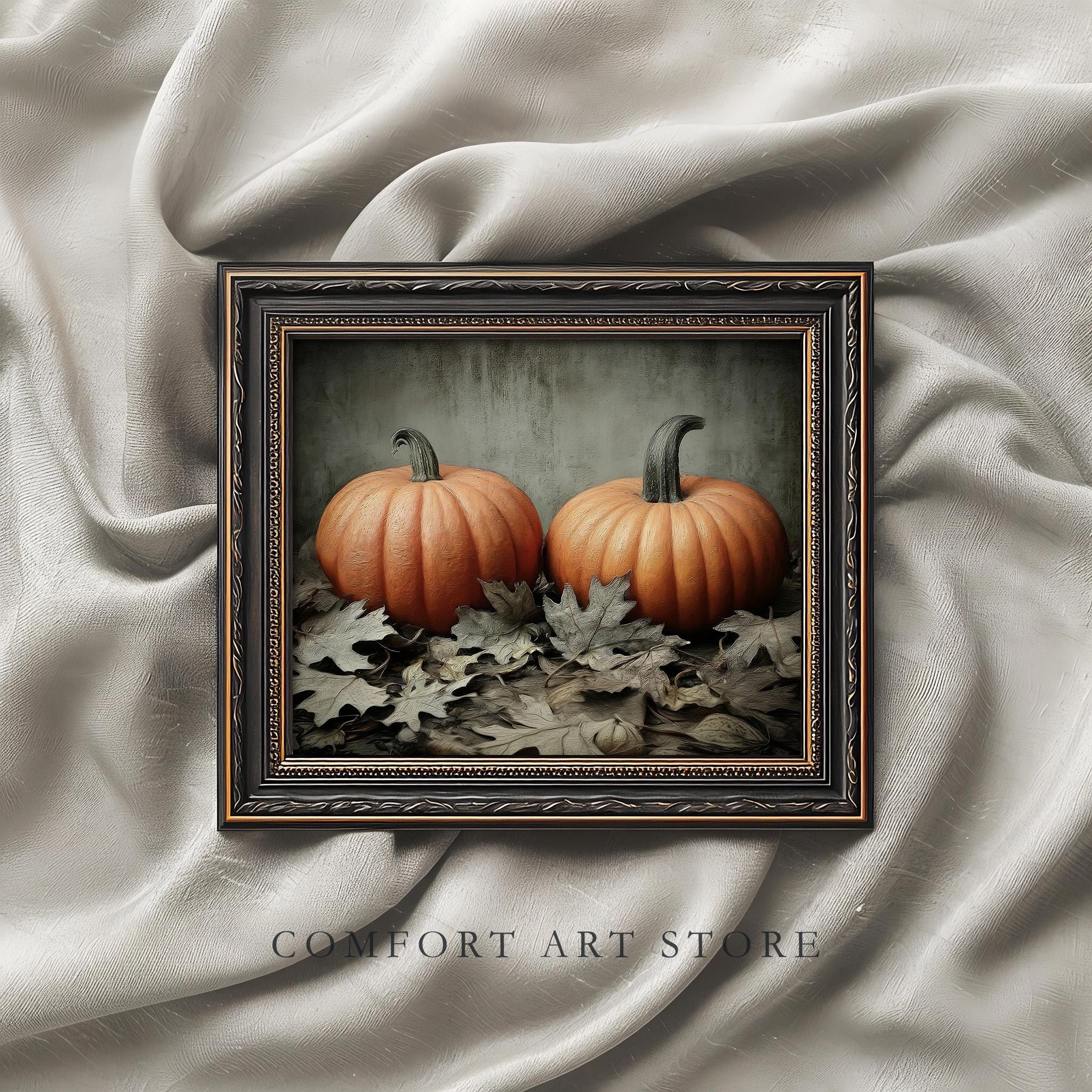 Pumpkin Print Vintage Fall Kitchen Wall Art Autumn Gothic Spooky Decor ...