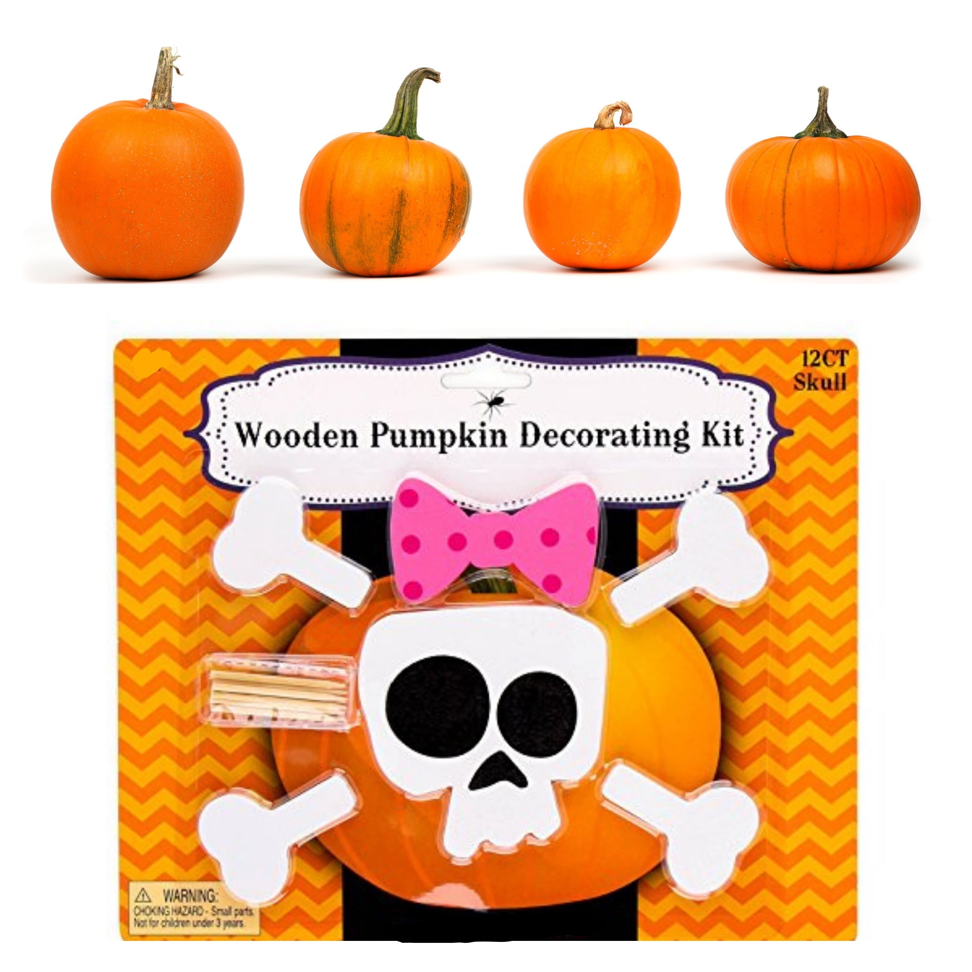 Pumpkin Push-In, Pumpkin No Carve Wooden Decorating Kit, Skeleton Girl ...