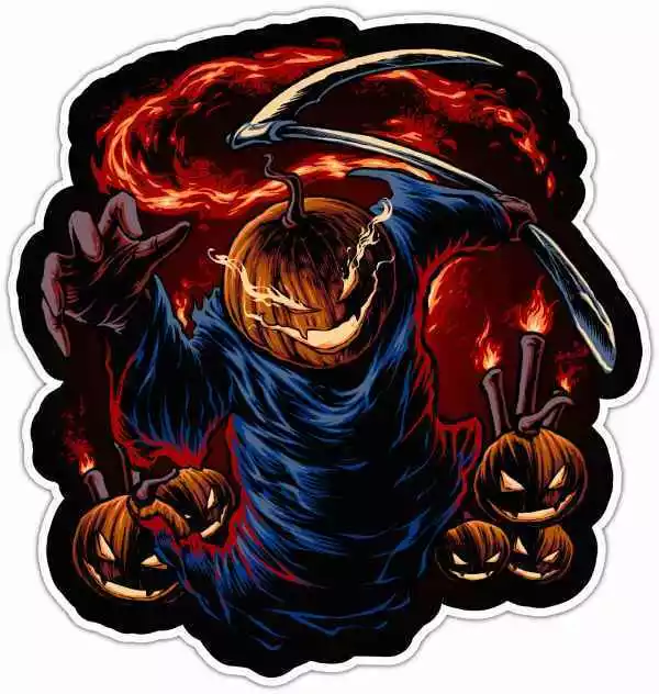 Pumpkin Reaper Grim Halloween Scythe Death Car Stickerphone Decal Water ...