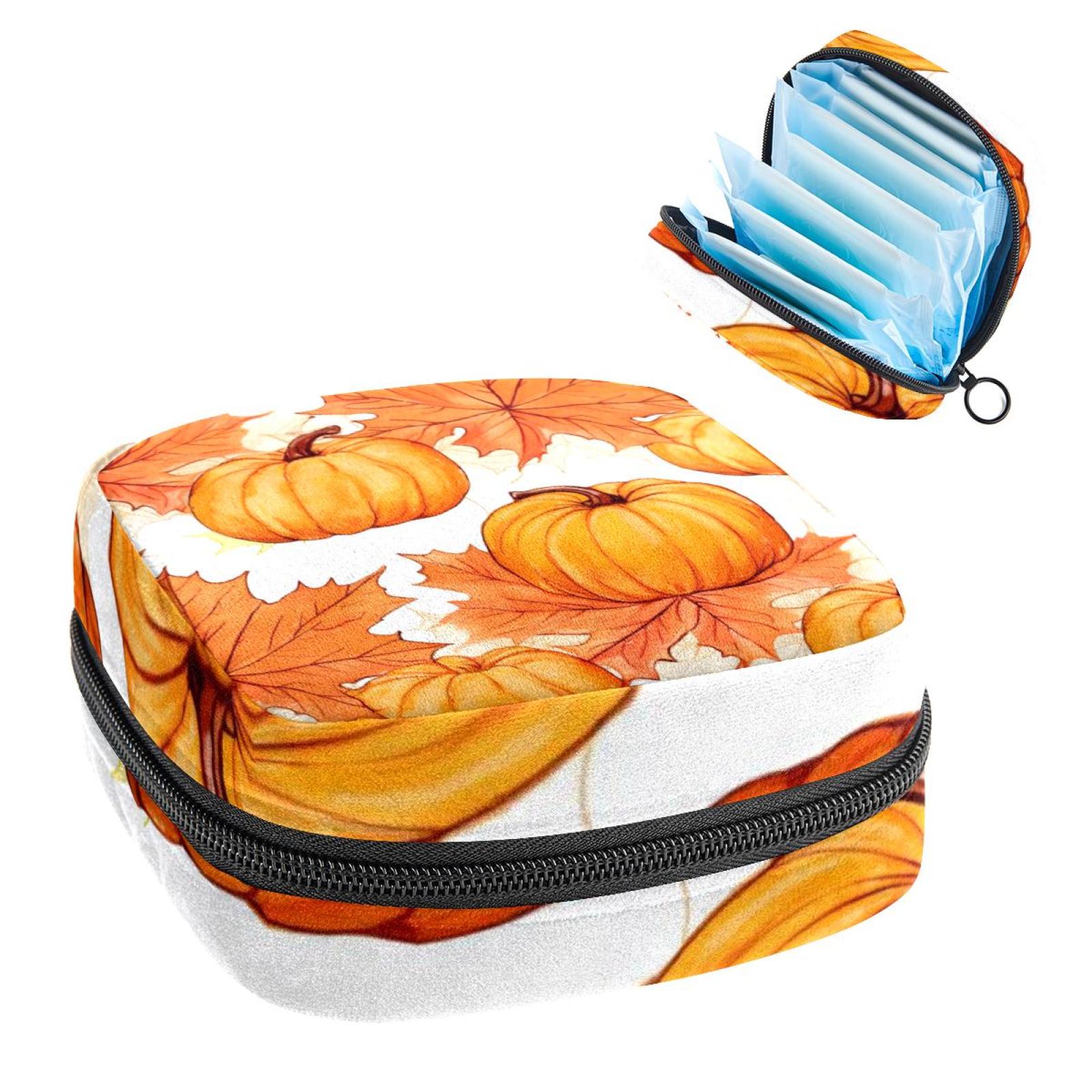 Pumpkin Sanitary Napkin Pouch Bag with Plush Fabric, Sponge, and Oxford ...