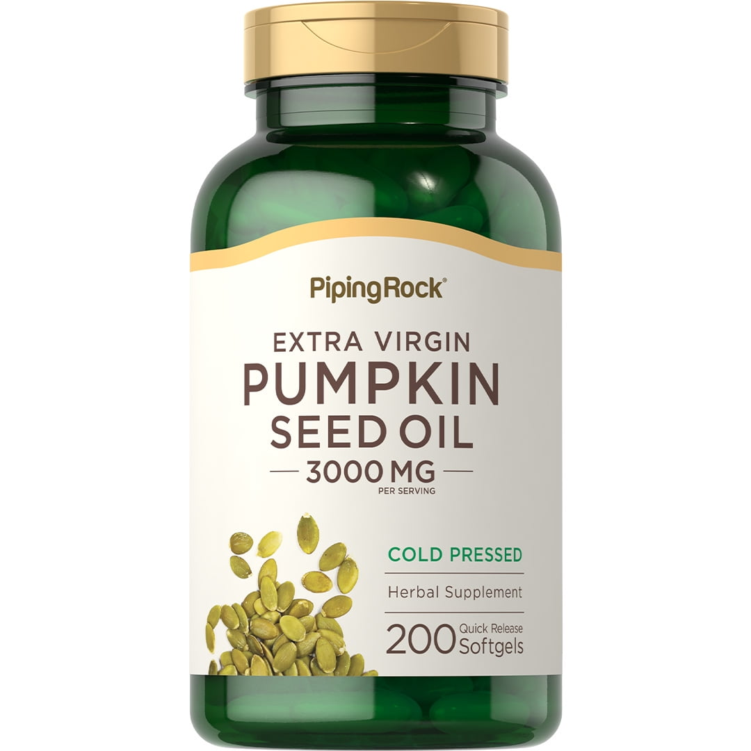 Piping Rock Cold-Pressed Pumpkin Seed Oil Supplement, 2000mg, 200 ...