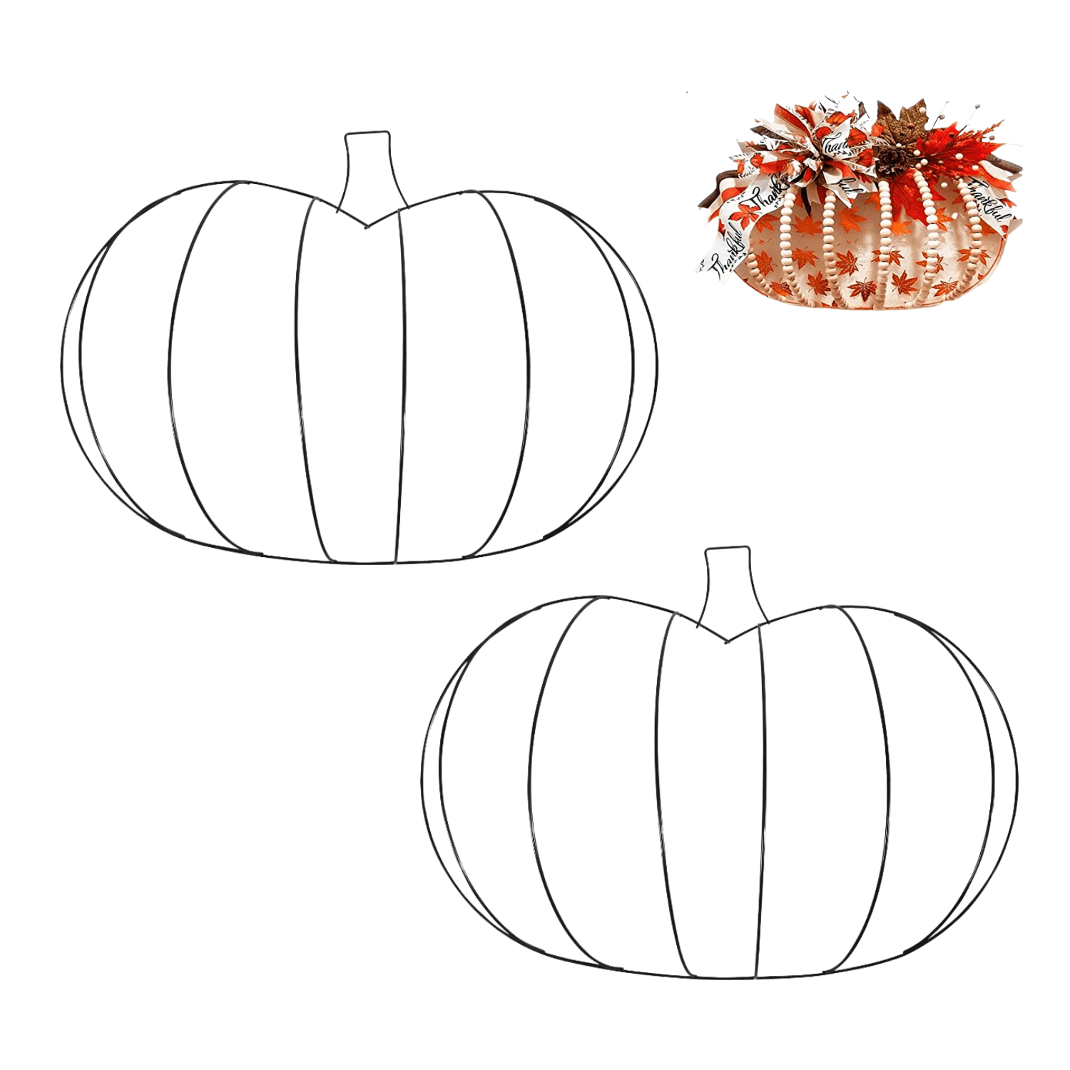 Pumpkin Shaped 3D Wreath Forms, Metal Wire Wreath Frame or Halloween ...