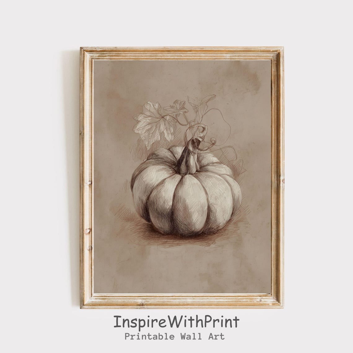 Pumpkin Sketch Drawing Autumn Printable Fall Print, Moody Fall ...