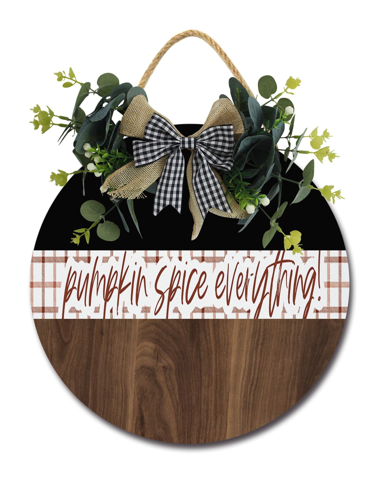 Pumpkin Spice Everything Wooden Front Door Sign Rustic Round Wreath ...