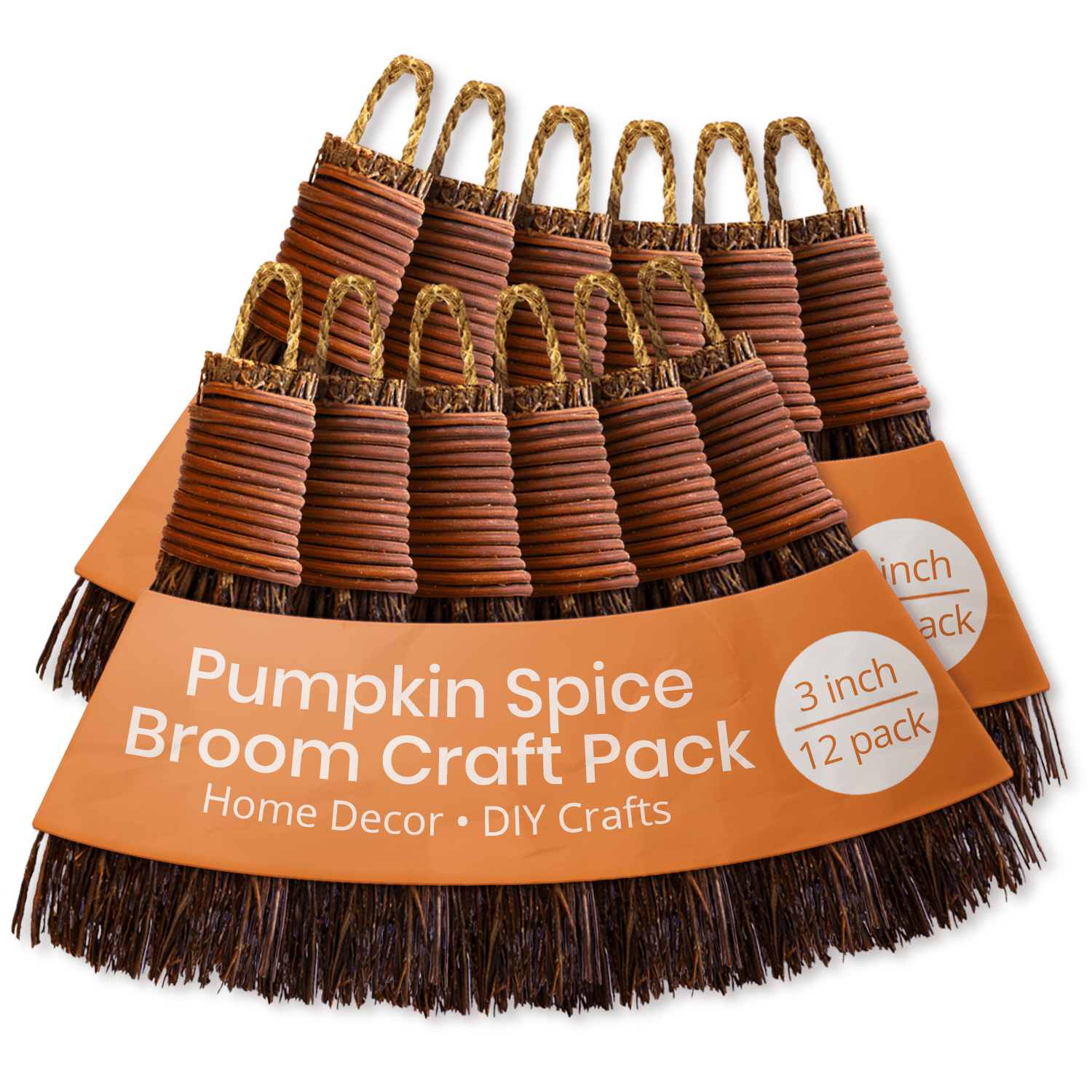 Pumpkin Spice Scented Broom 3in (12 Pack) Mini Broomsticks - Decorative ...