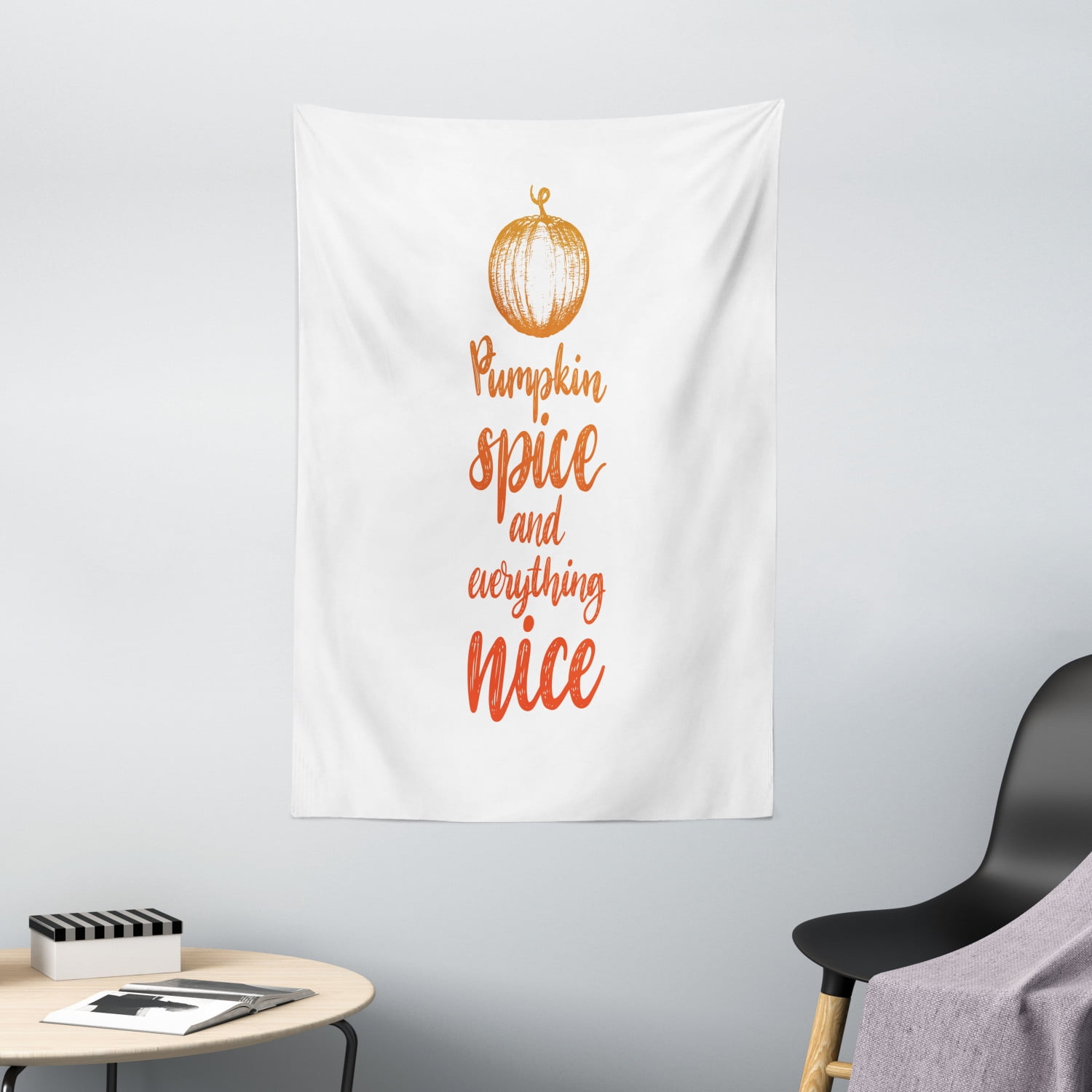 Pumpkin Spice Tapestry, Sketch Happy Harvest Thanksgiving Cursive ...