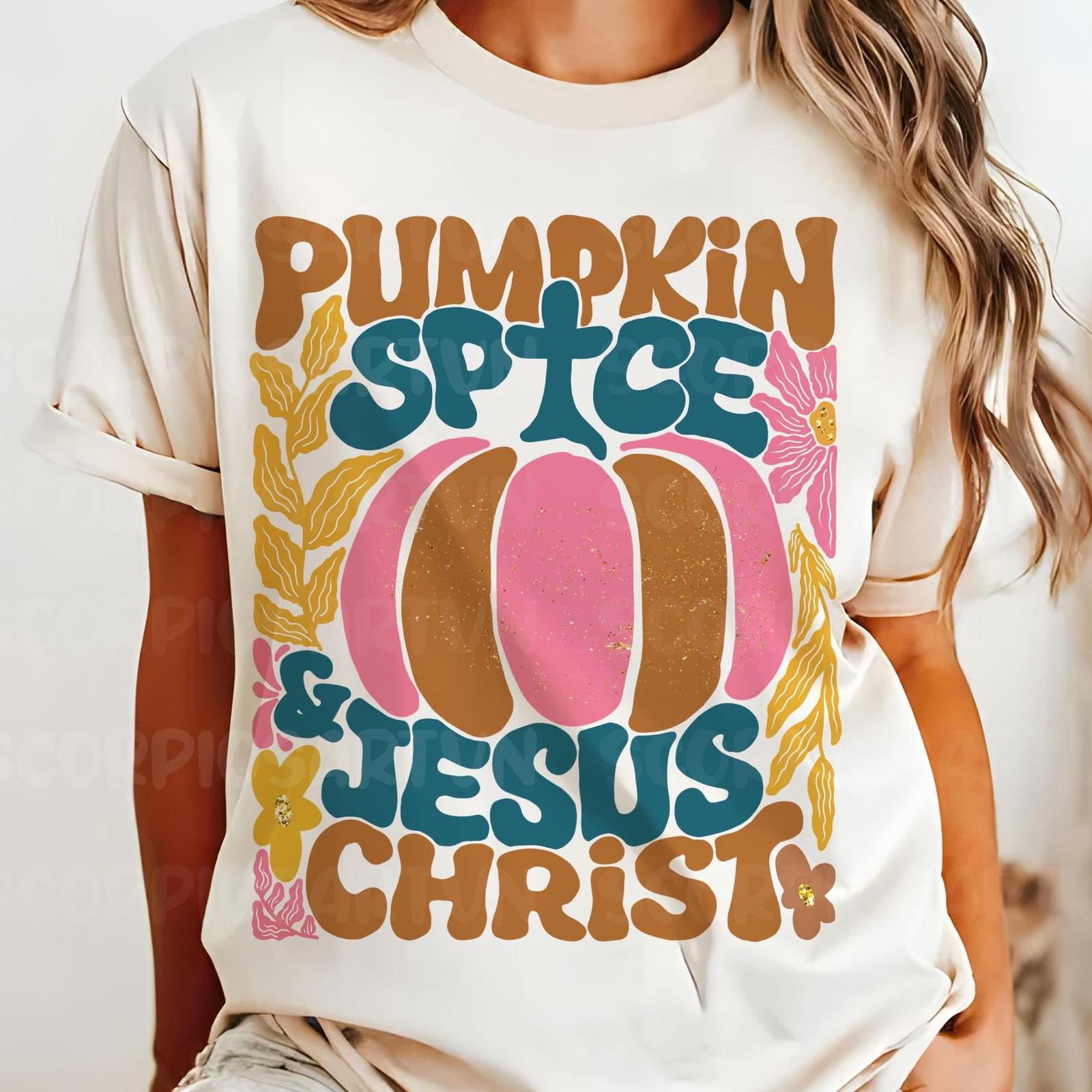 Pumpkin Spice and Jesus Christ Png, Thanksgiving Png, Retro Boho ...