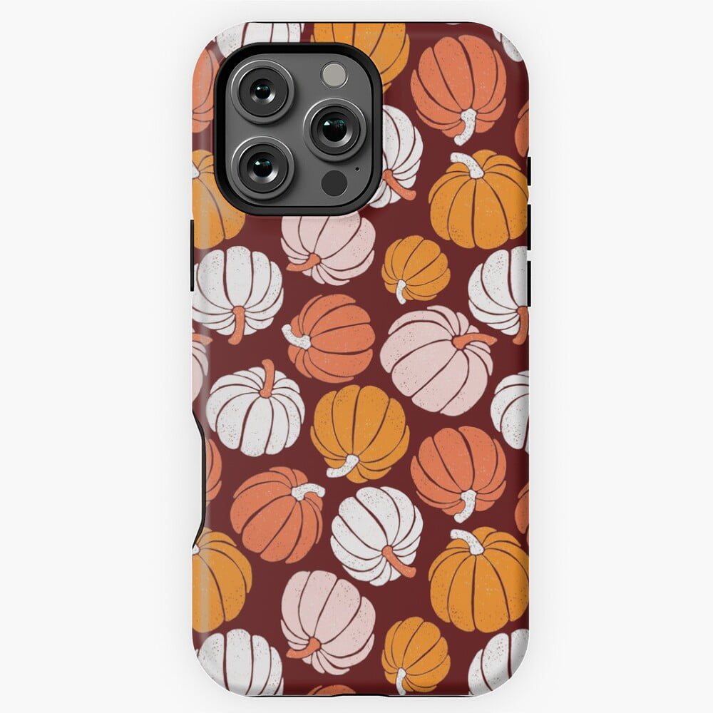 Pumpkin Spice on Maroon Retro Background Phone Case for iPhone 16 15 14 ...