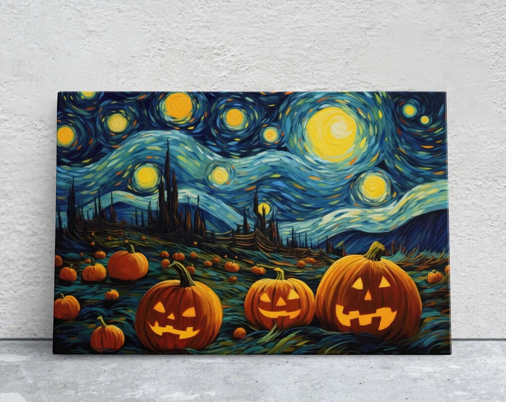 Pumpkin Starry Night On , Halloween Van Gogh, Jack-O-Lantern, Pumpkin ...