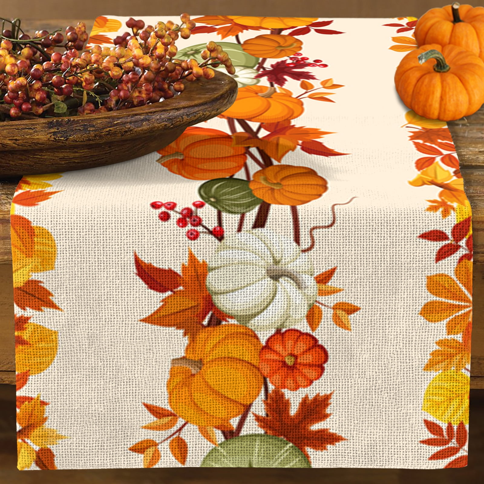 Pumpkin Table Runner, Happy Thanksgiving Halloween Fall Table Runners ...