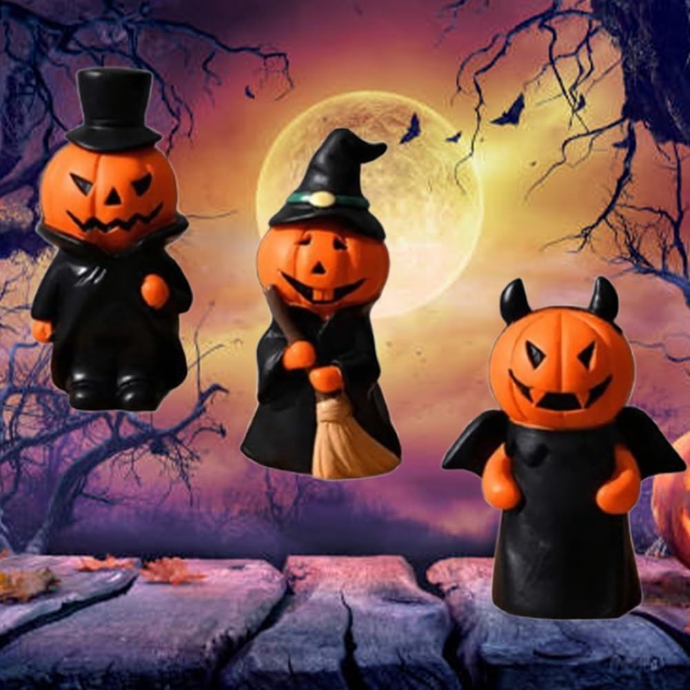 Pumpkin Tricksters Figurines,Halloween Handmade Unique Pumpkin Witch ...