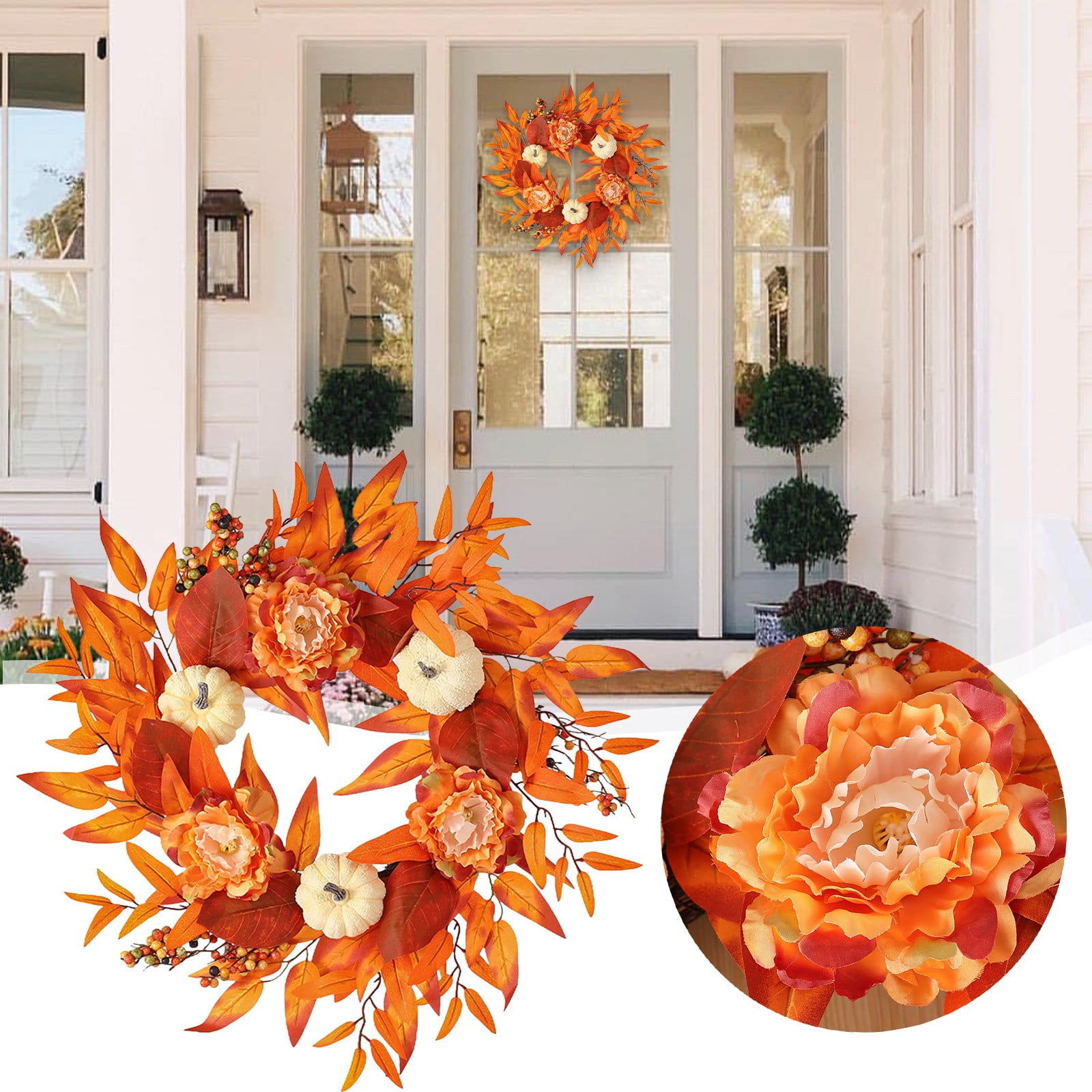 Pumpkin Wreath,Fall Wreaths For Front Door,Fall Wreath,Fall Door Decor ...