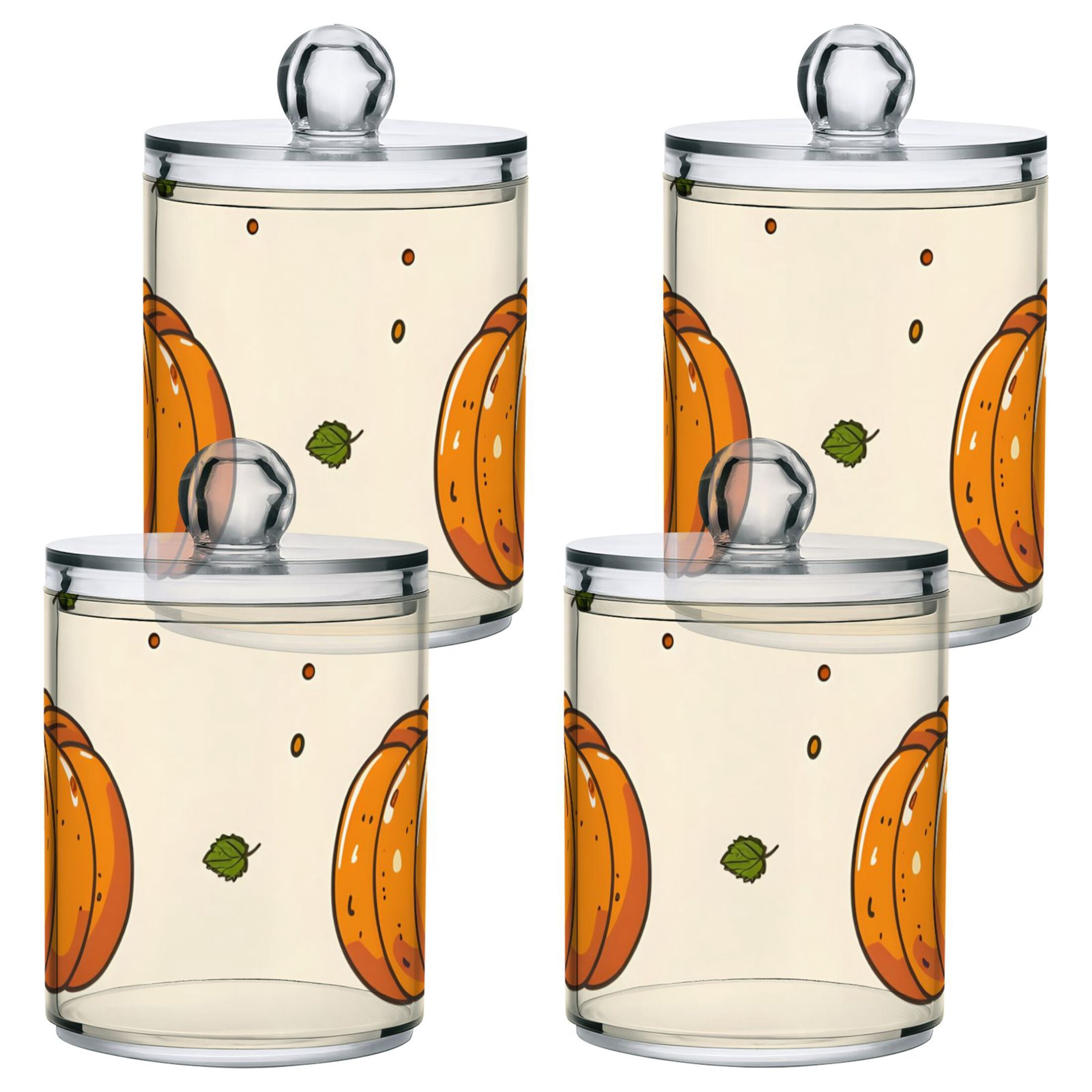 Pumpkins Leaves Lovely Cartoon Translucent Plastic Cans Storage ...