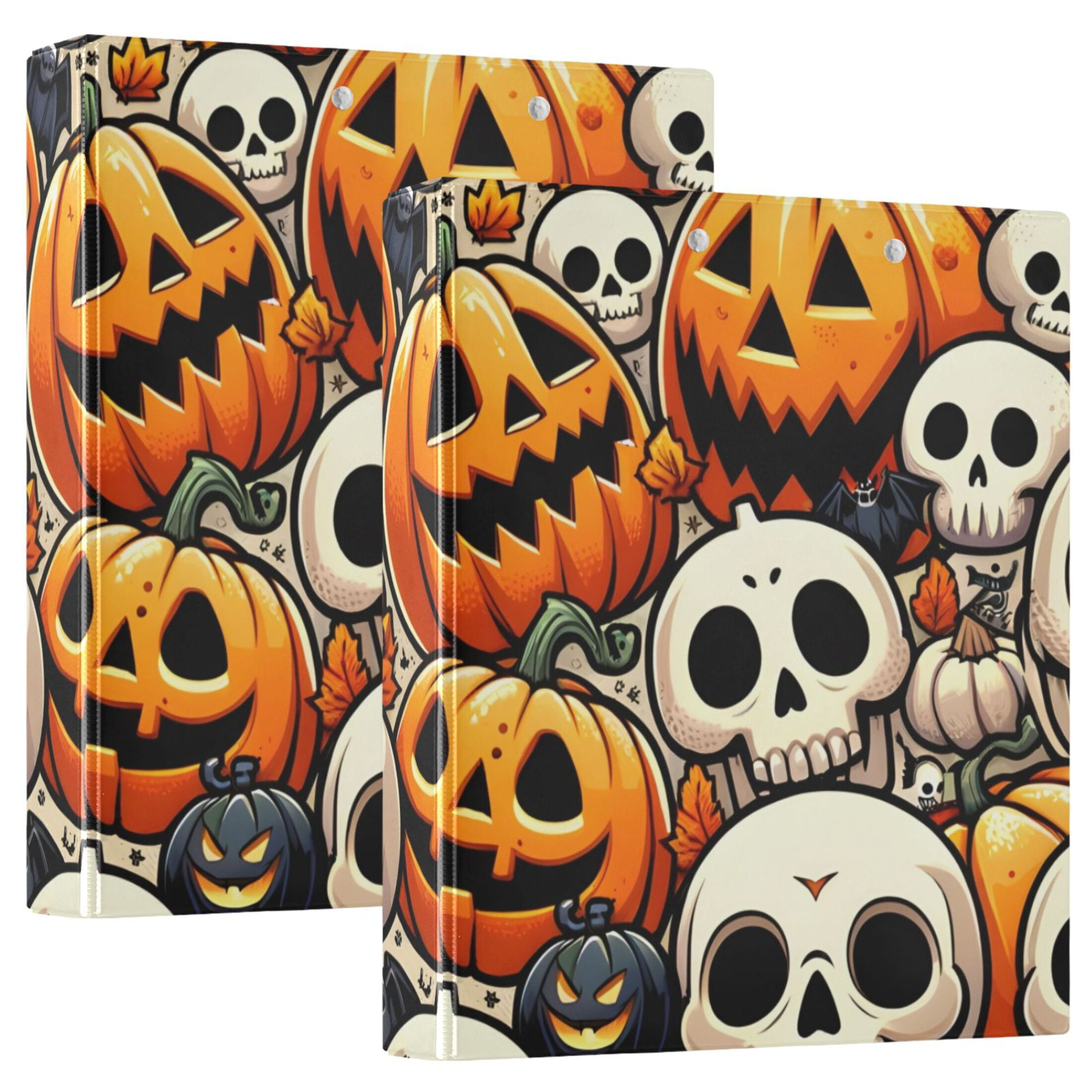 Pumpkins Skeleton Halloween 3 Ring Binders 1.5 inch Hardcover File ...