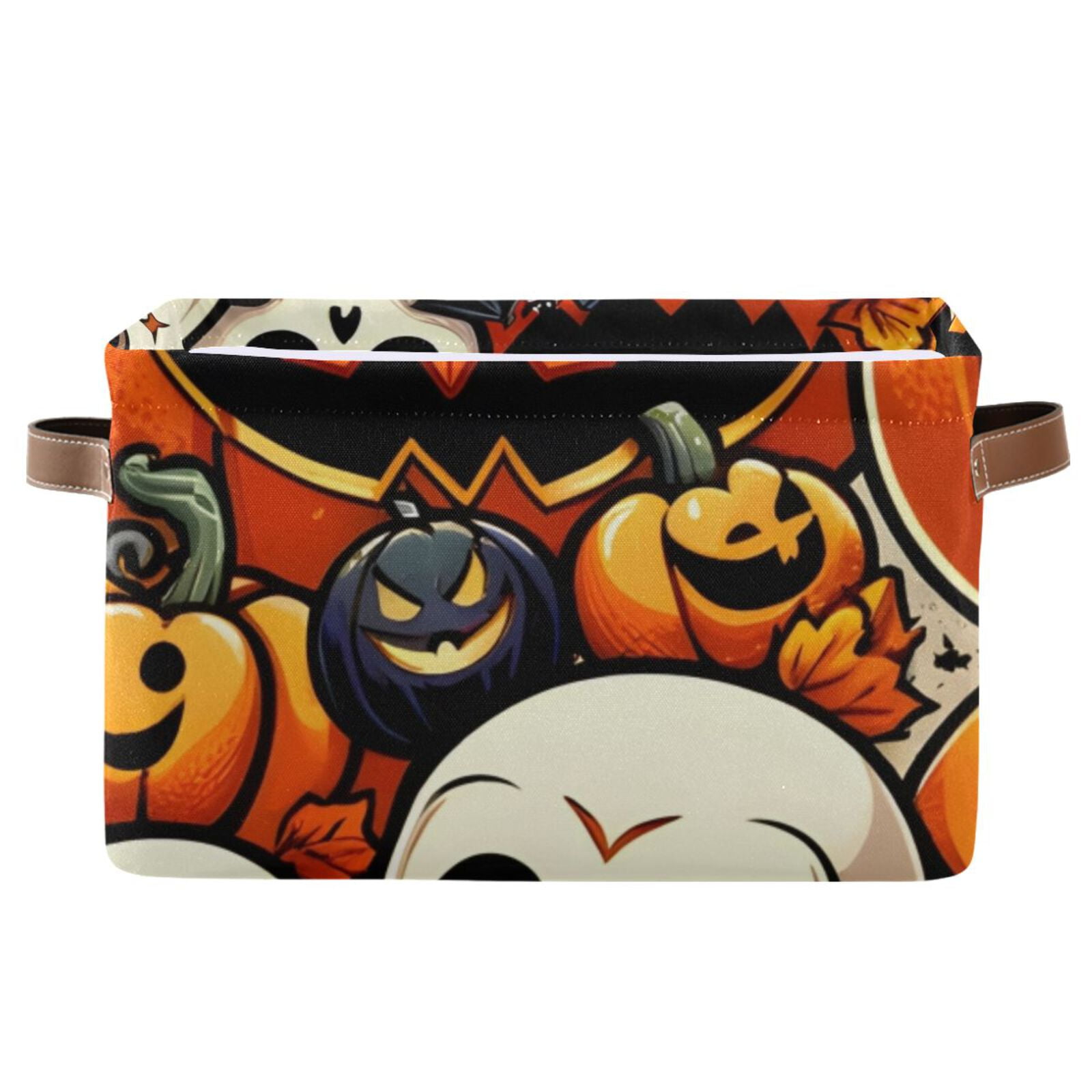 Pumpkins Skeleton Halloween Storage Bins Baskets With Handles Storage ...