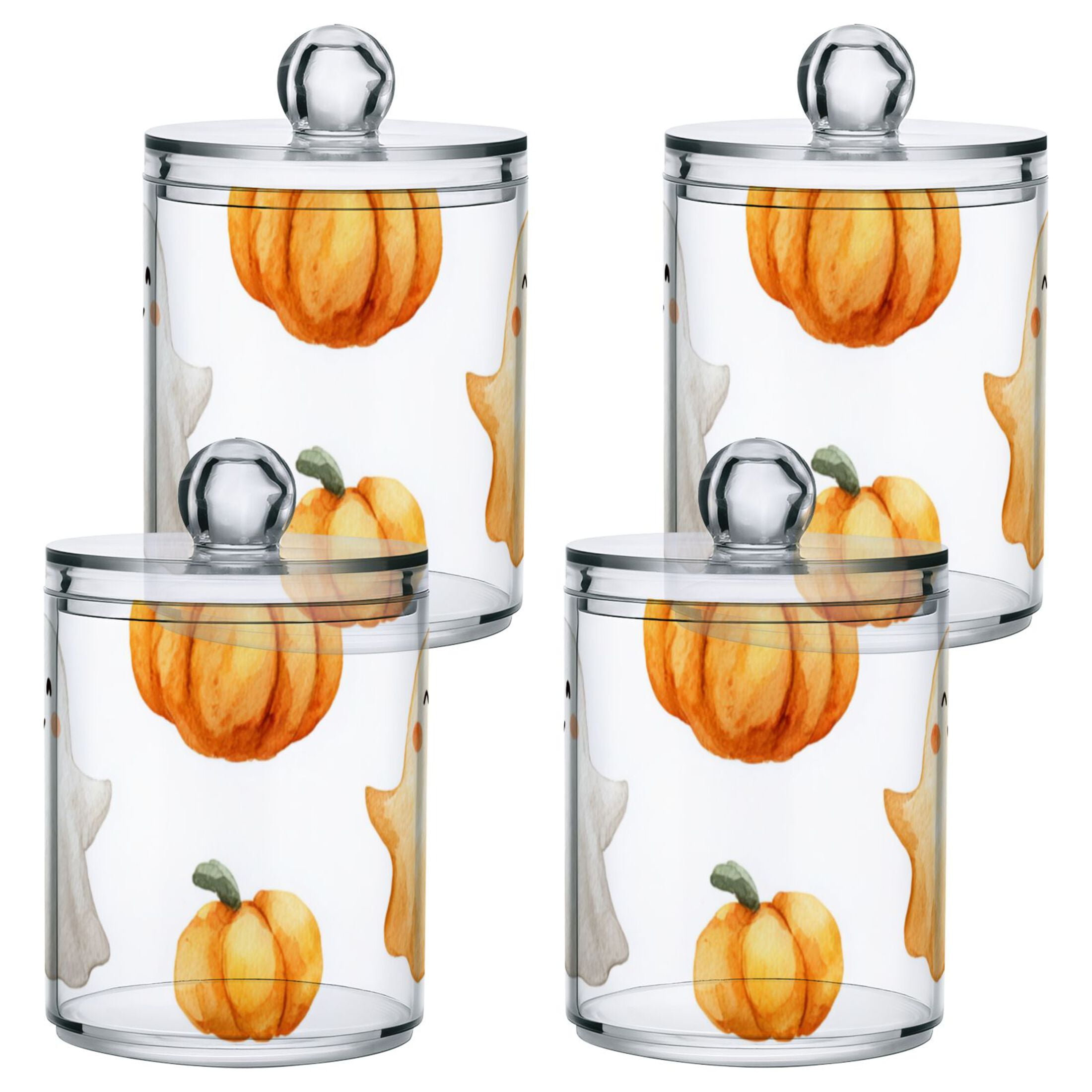 Pumpkins Specters Moon Leaves Halloween Translucent Plastic Cans ...