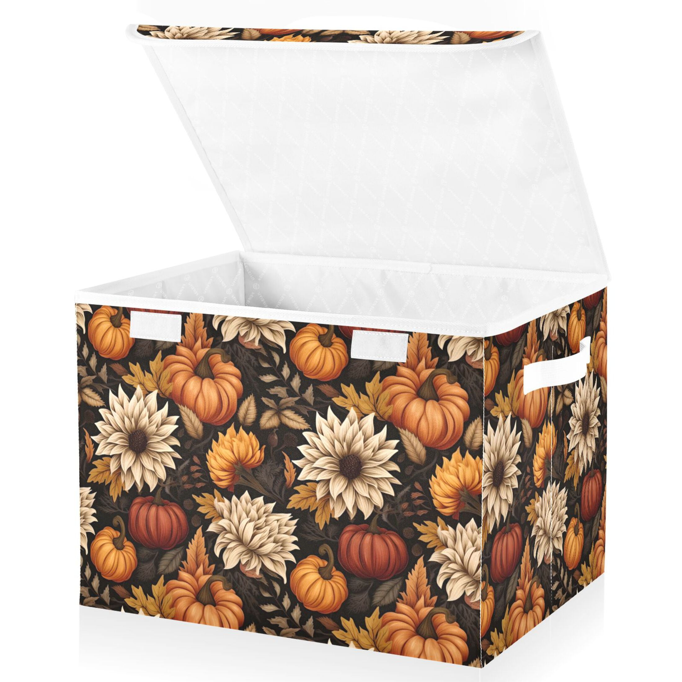 Pumpkins and Sunflowers Large Lidded Bin Foldable Storage Baskets Boxes ...