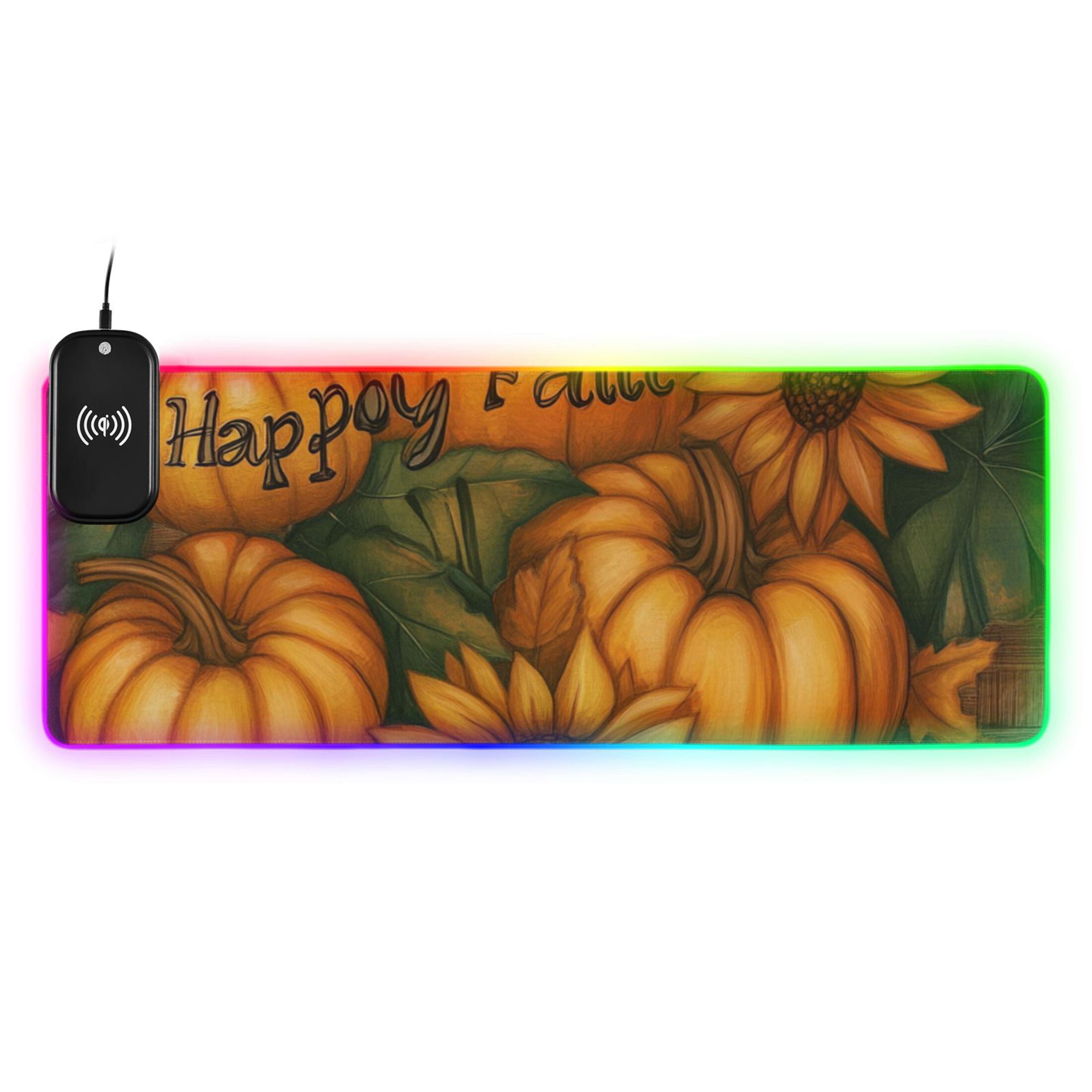 Pumpkins and Sunflowers Wireless Charging RGB Gaming Mouse Pad Large ...