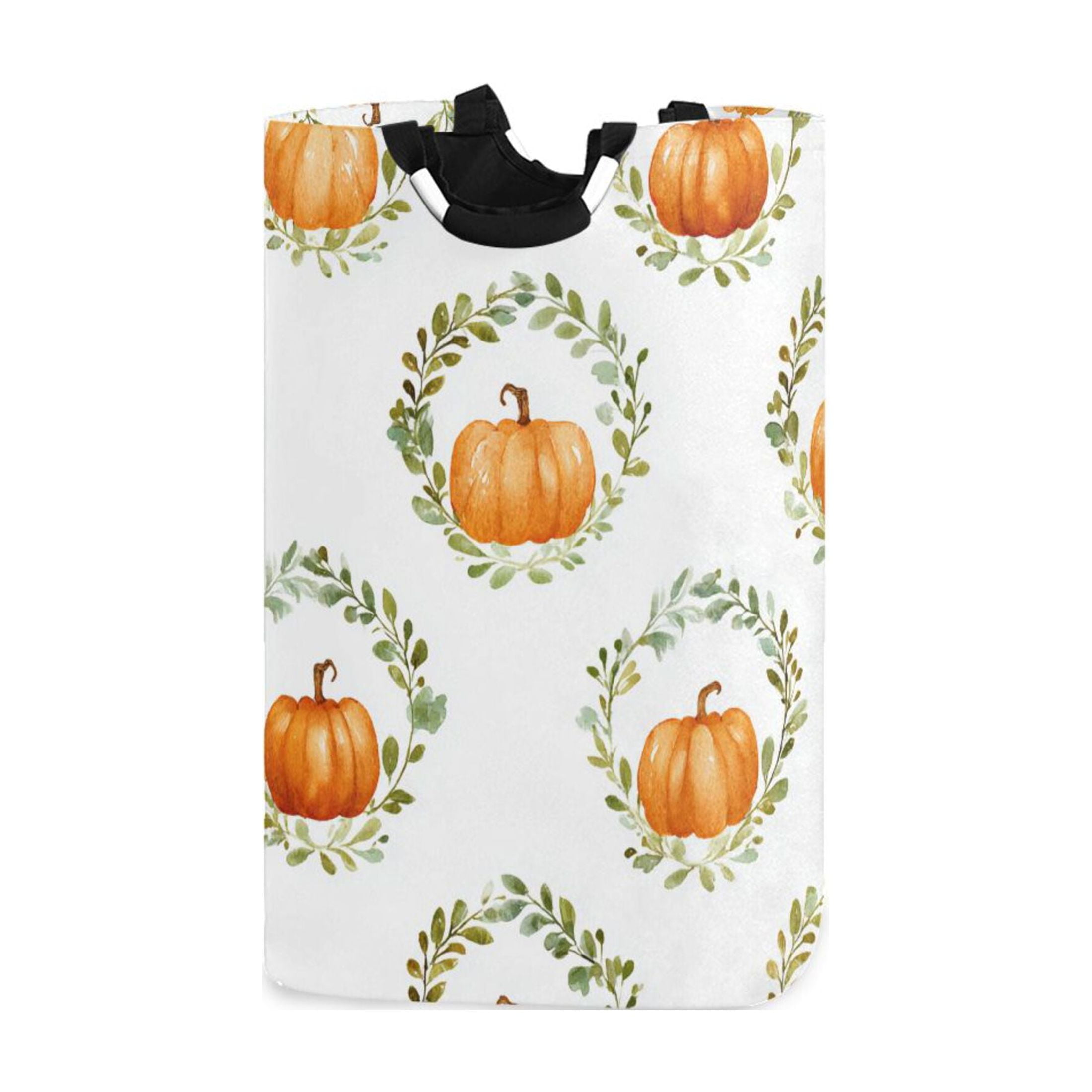Pumpkins in Leaves Circle Laundry Basket with Handles Foldable Laundry ...