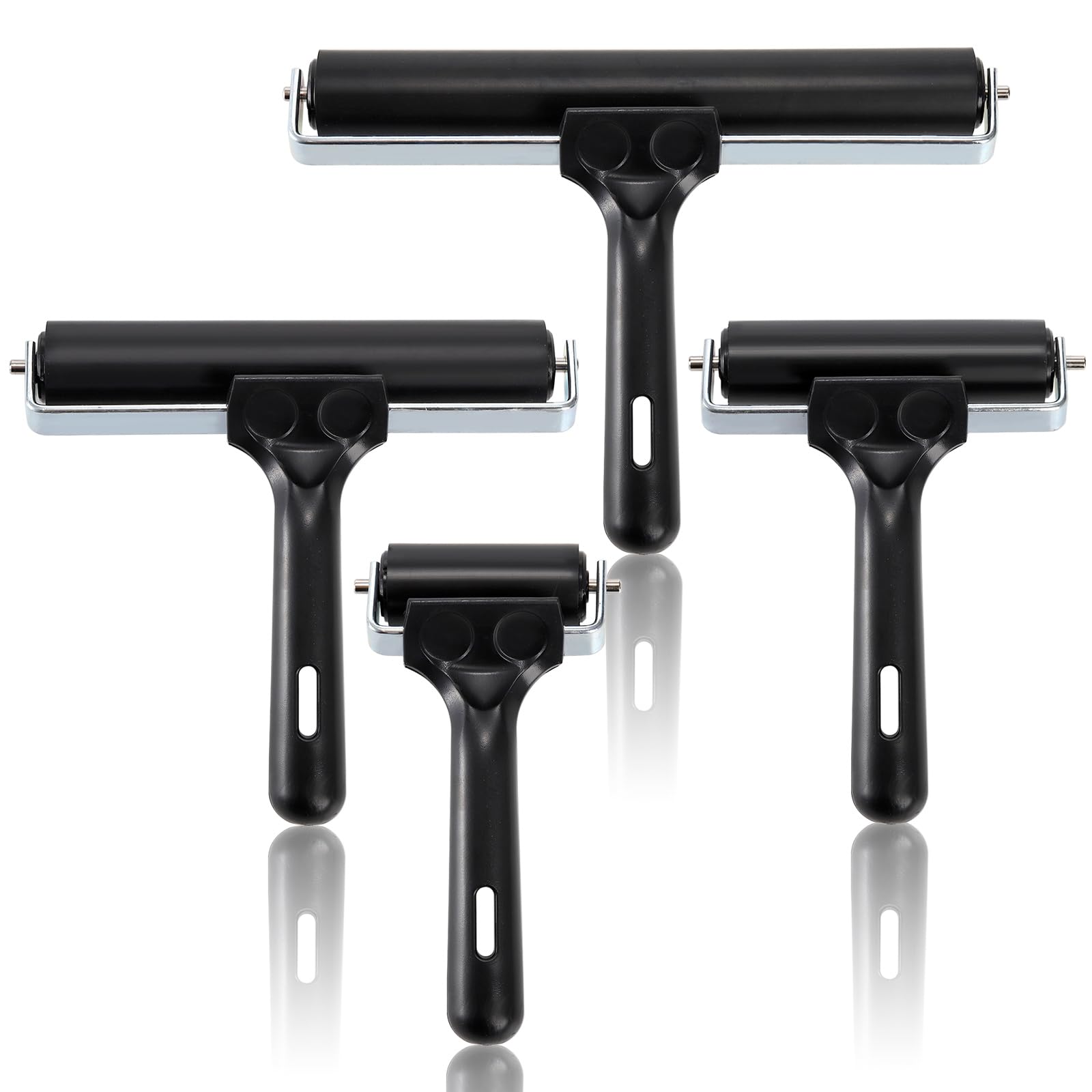 Pumtus 4 Pack Rubber Brayer Roller, 4 Sizes Brayers, Black Brayer Tool ...