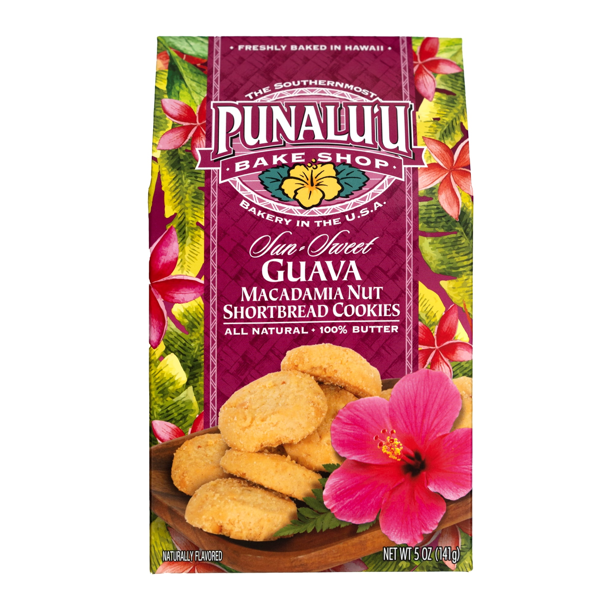 Punalu'u Bake Shop Guava Mac Nut Shortbread Cookies, 5 oz. box ...