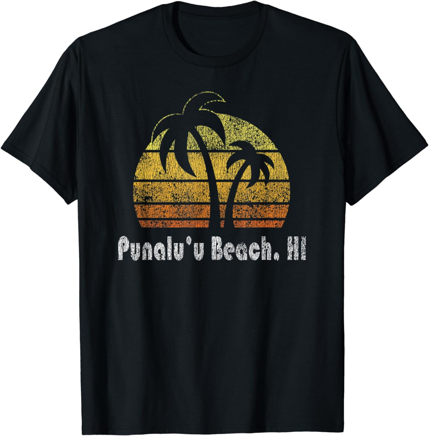 Punalu'u Beach Hawaii Retro T-Shirt Throwback Beach Tee - Walmart.com