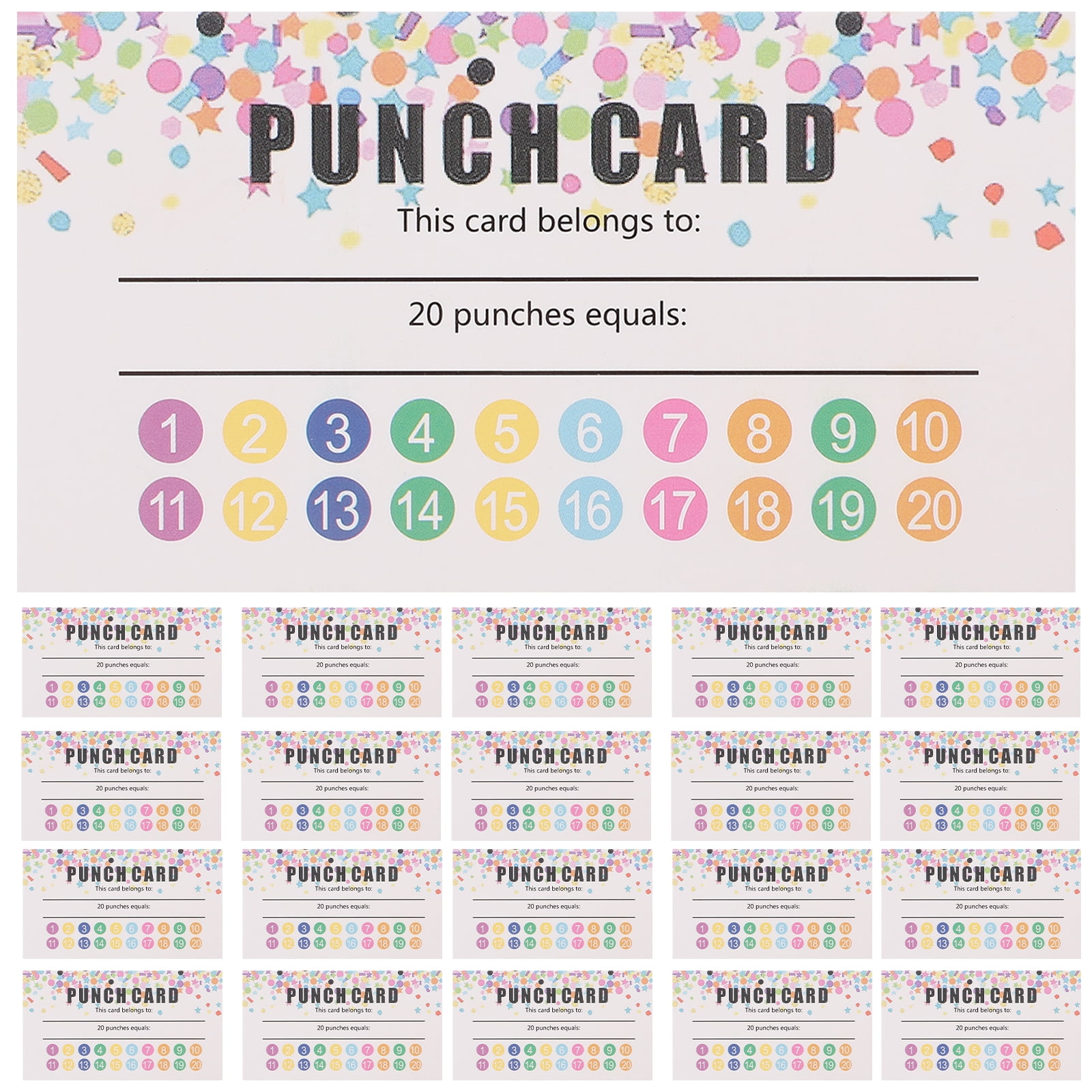 Punch Cards，50 sheets Cartoon Punch Cards Incentive Reward Cards School ...
