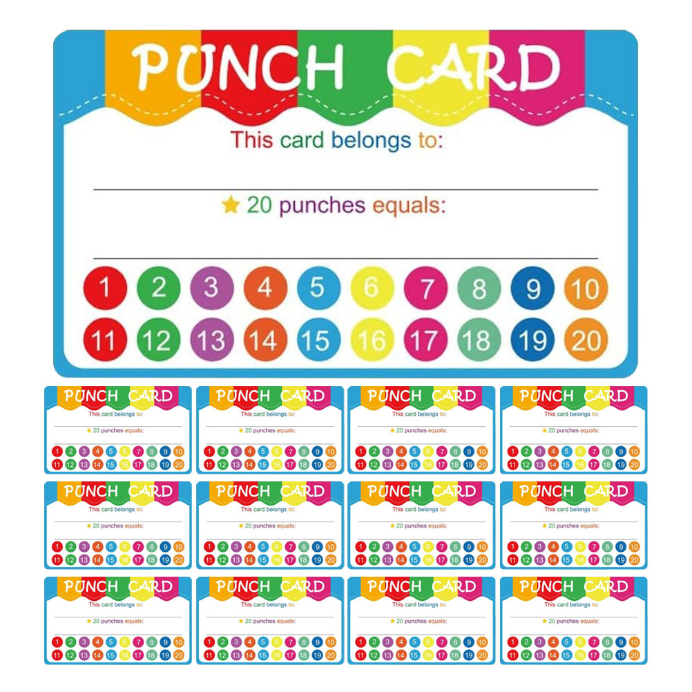 Punch Cards，50Pcs Cartoon Punch Cards Incentive Reward Cards School ...