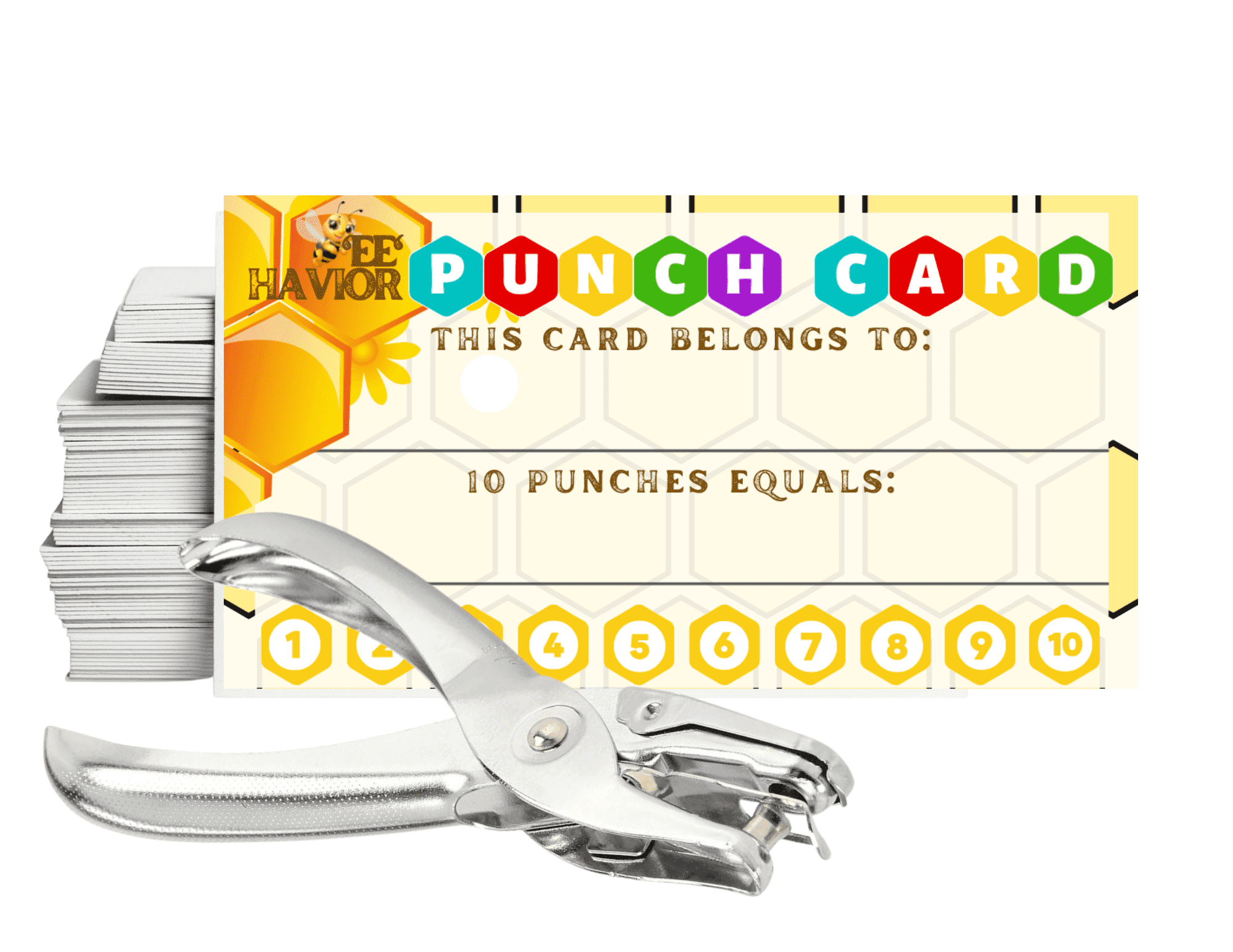 Punch Cards, BEE-Themed Classroom Incentive Loyalty Reward Cards for ...