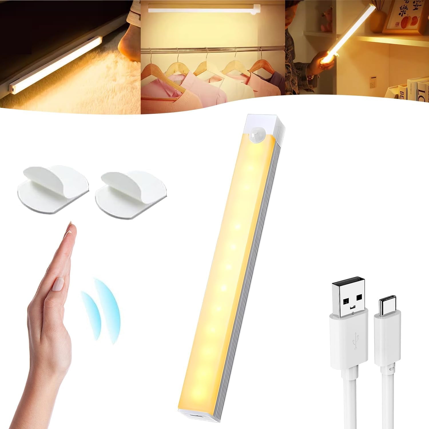 Punch-Free Smart Sensor Magnetic Rechargeable LED Lights, Motion Sensor ...