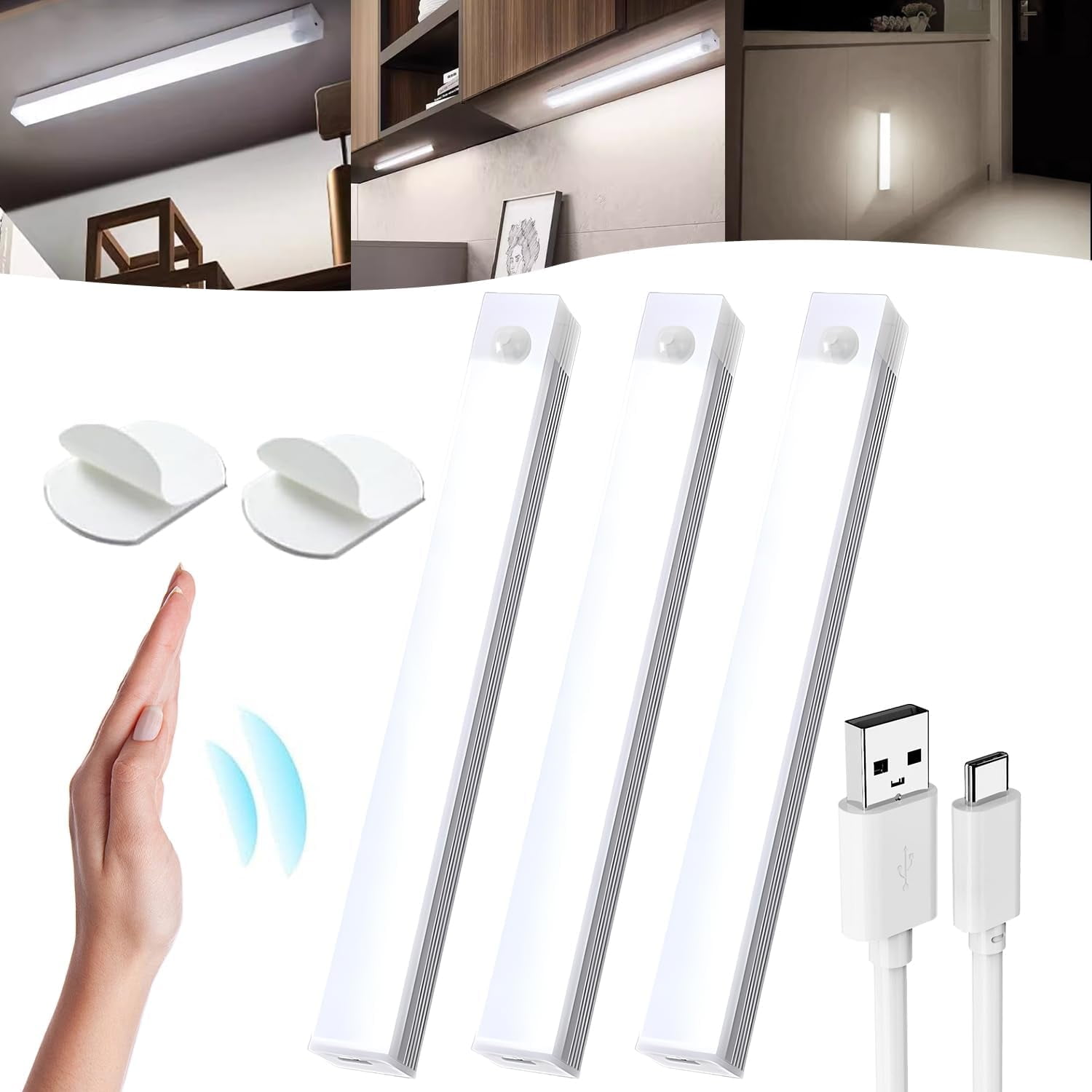 Punch-Free Smart Sensor Magnetic Rechargeable Led Lights, Magnetic Led ...
