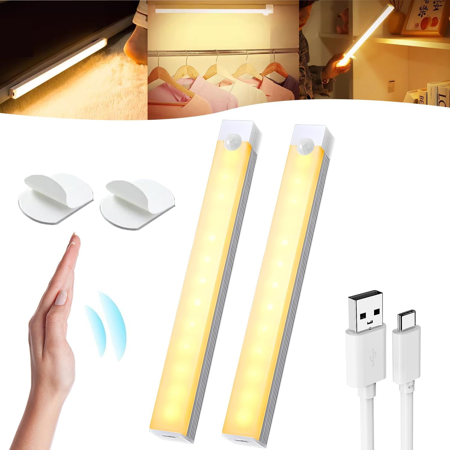 Punch-Free Smart Sensor Magnetic Rechargeable Led Lights, Magnetic Led ...