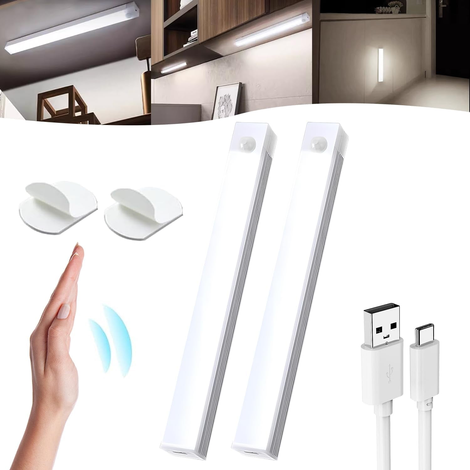Punch-Free Smart Sensor Magnetic Rechargeable Led Lights, Magnetic Led ...