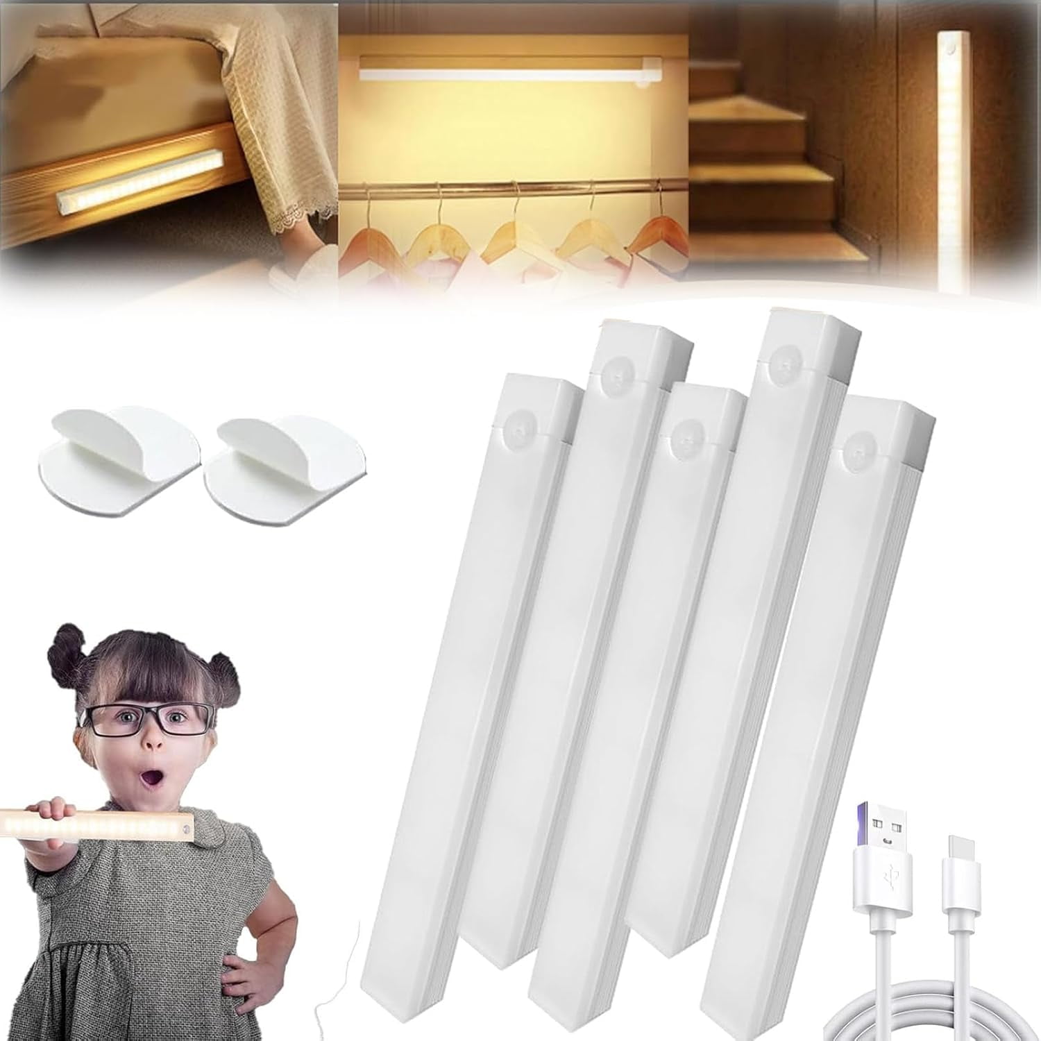 Punch-Free Smart Sensor Magnetic Rechargeable Led Lights, Motion Sensor ...