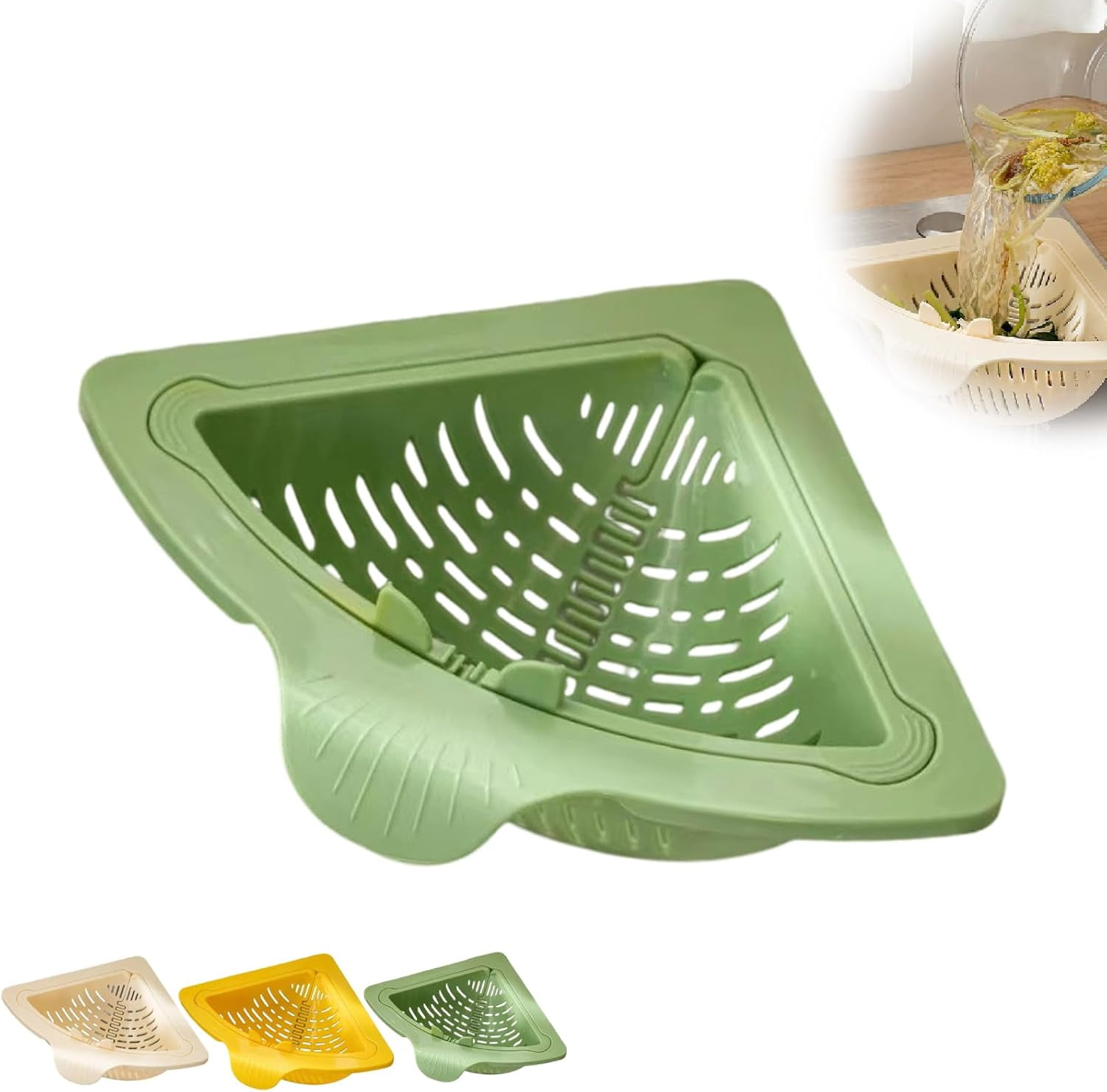 Punch-Free Triangular Sink Strainer with Twist-Open Bottom, Corner Sink ...