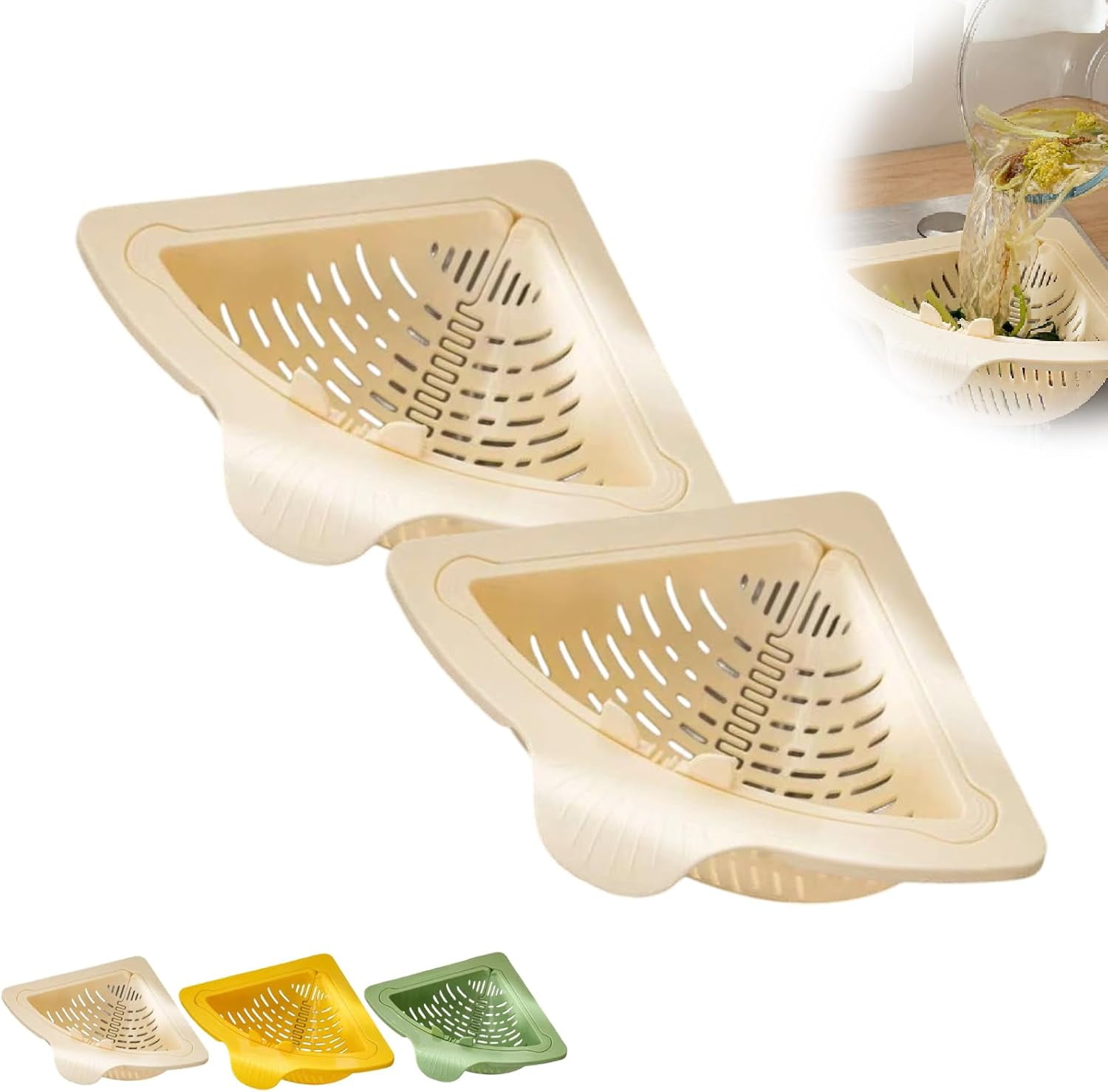 Punch-Free Triangular Sink Strainer with Twist-Open Bottom, Corner Sink ...