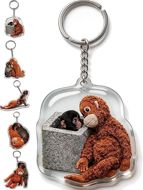 Punch Keychain Decoration | Cute Monkey Holding Plush Toy | Protect ...