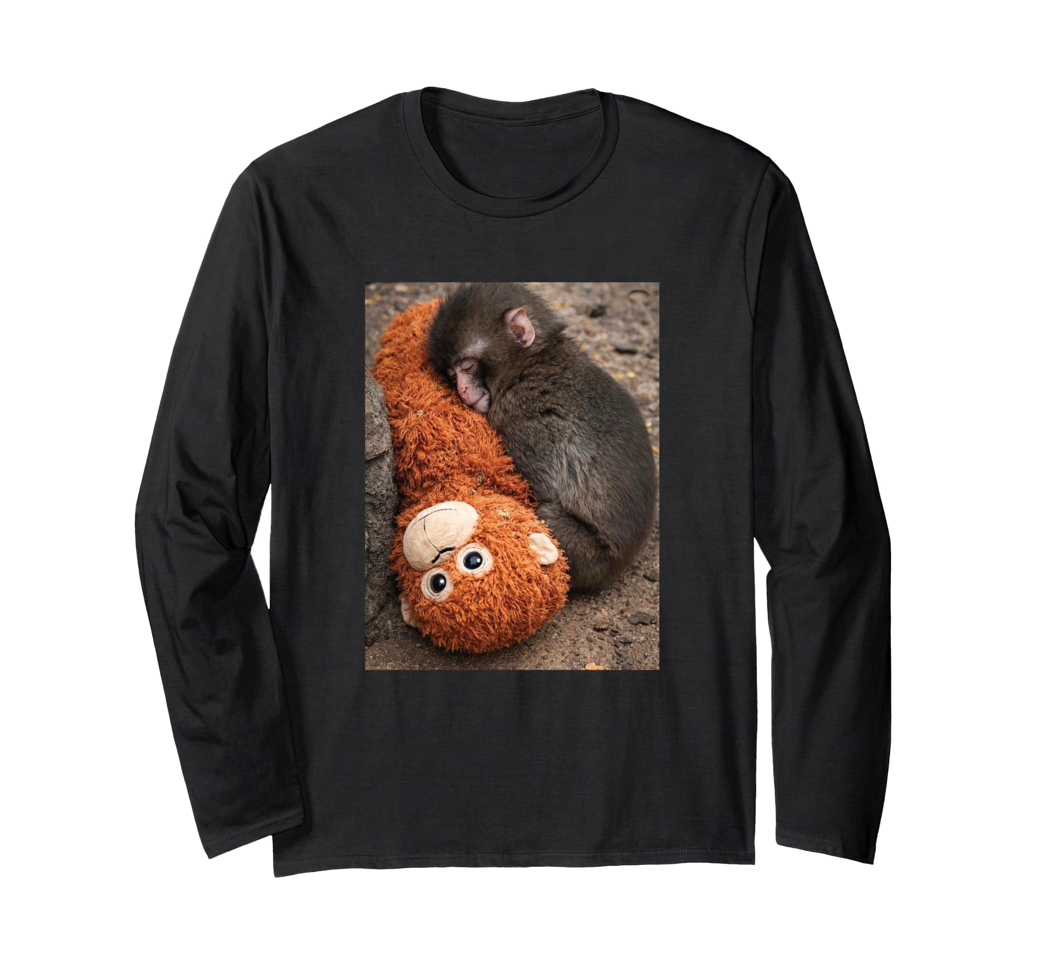 Punch Monkey Meme Cute Baby Plush Toy Sign of Mother Love Long Sleeve T ...