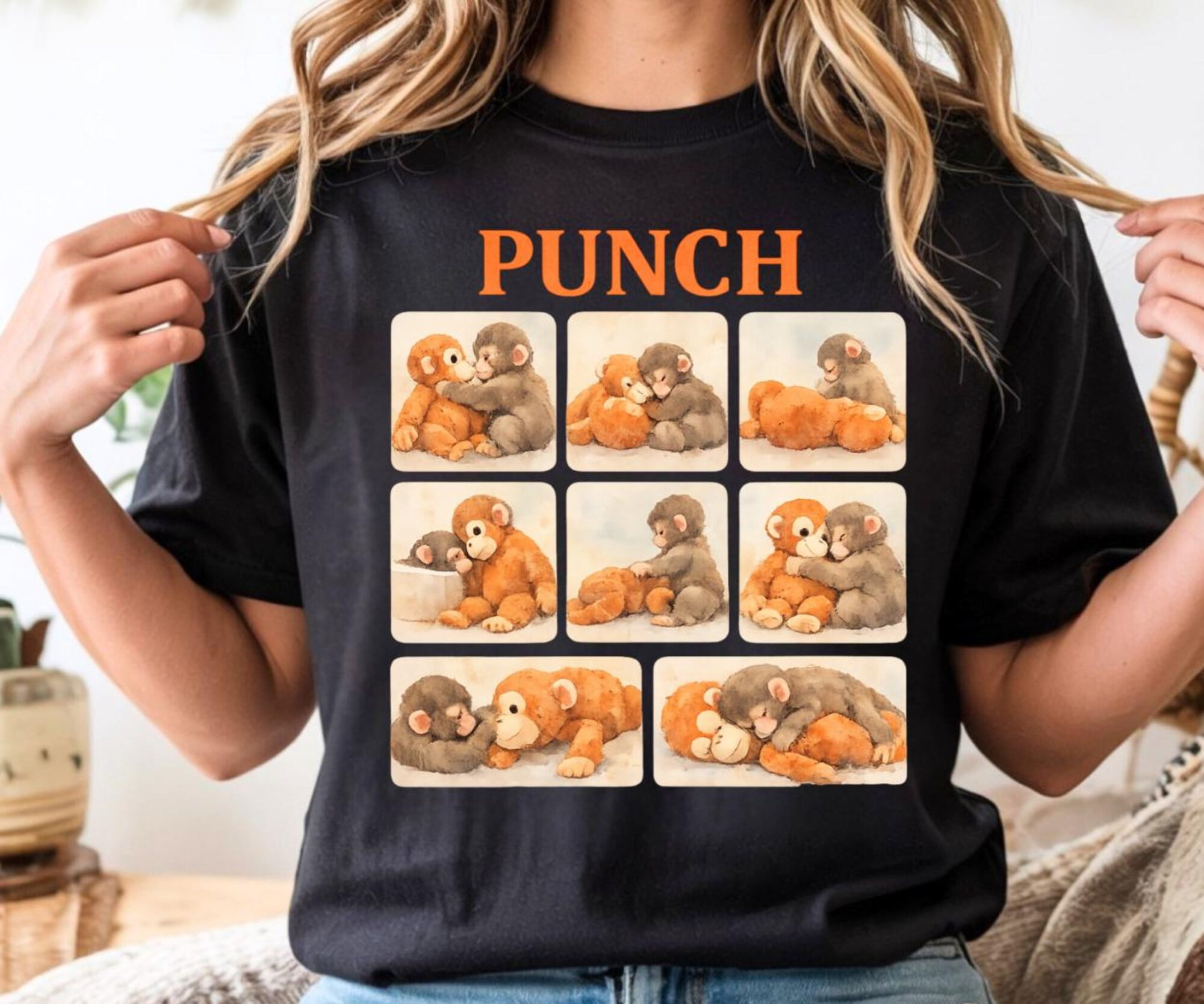 Punch Monkey Shirt Cute Monkey Watercolor Monkey Design Funny Viral ...