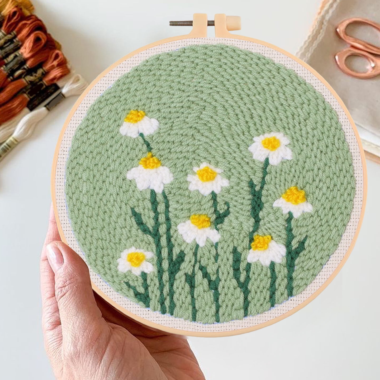 Punch Needle Embroidery Starter Kits,12in Daisy Flower Punch Needle ...