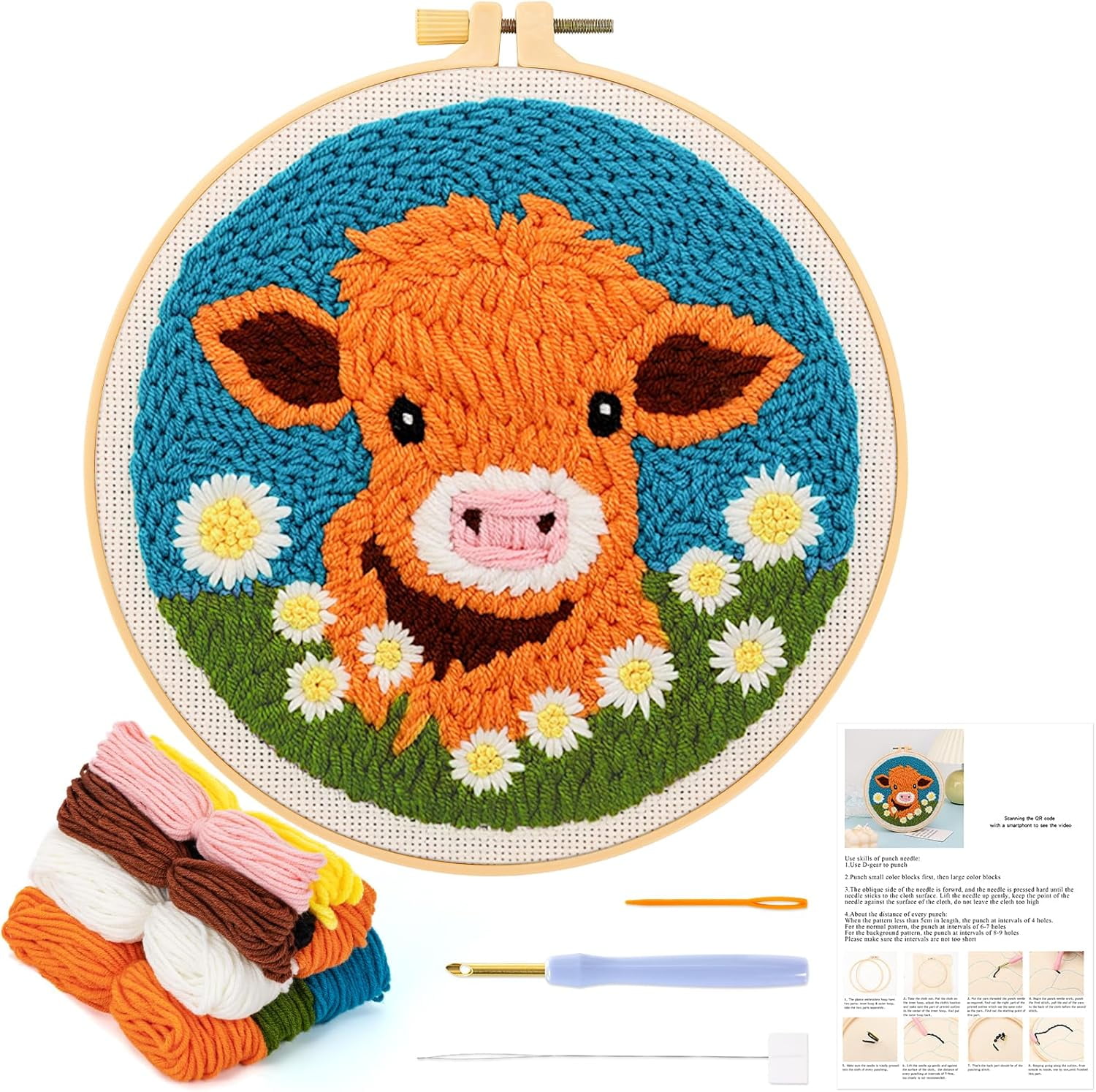 Punch Needle Embroidery Starter Kits for Adults Beginners, Cute Cartoon ...