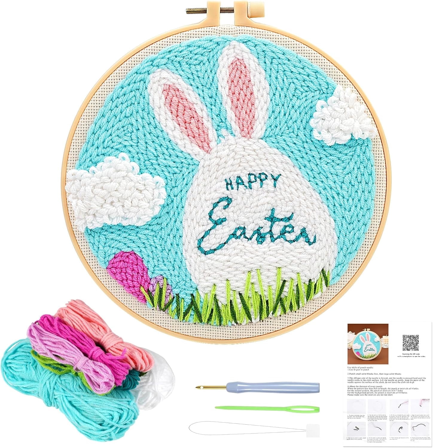 Punch Needle Embroidery Starter Kits Beginner Rug Hooking Kit with ...