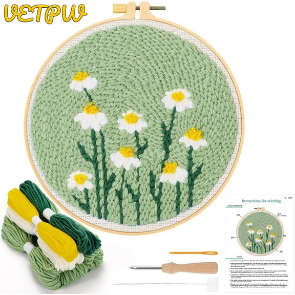 Embroidery Punch Needle kit Frame, Embroidery Starter Kits for Beginner ...