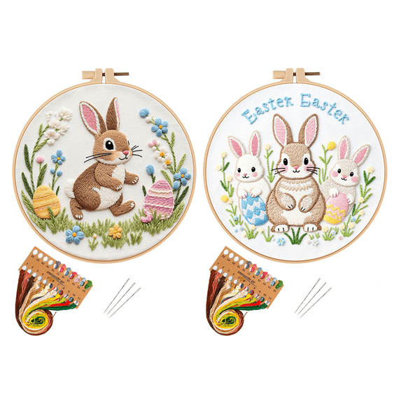 Punch Needle Kit for Beginners Cute Easter Rabbit with Easter Eggs ...