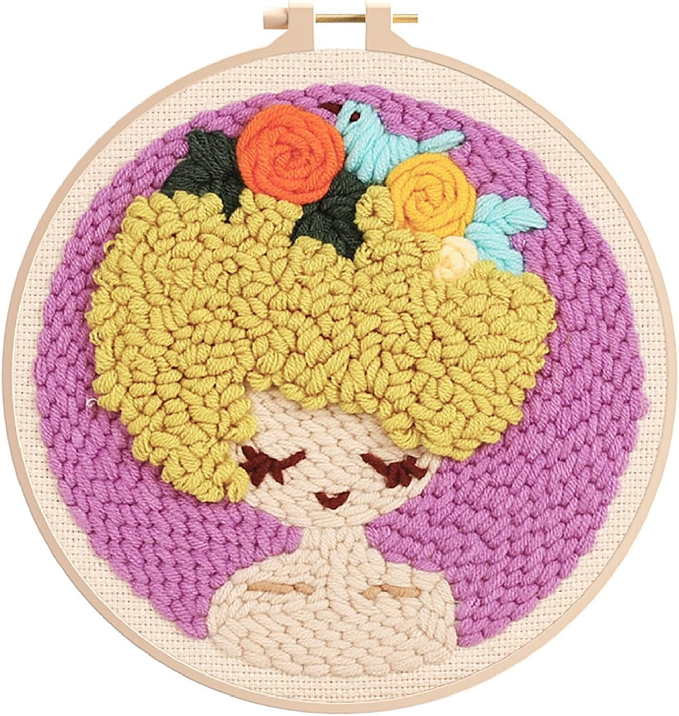 Punch Needle Kits Adults Beginner DIY Cute and Unique Cartoon Girl 8 in ...